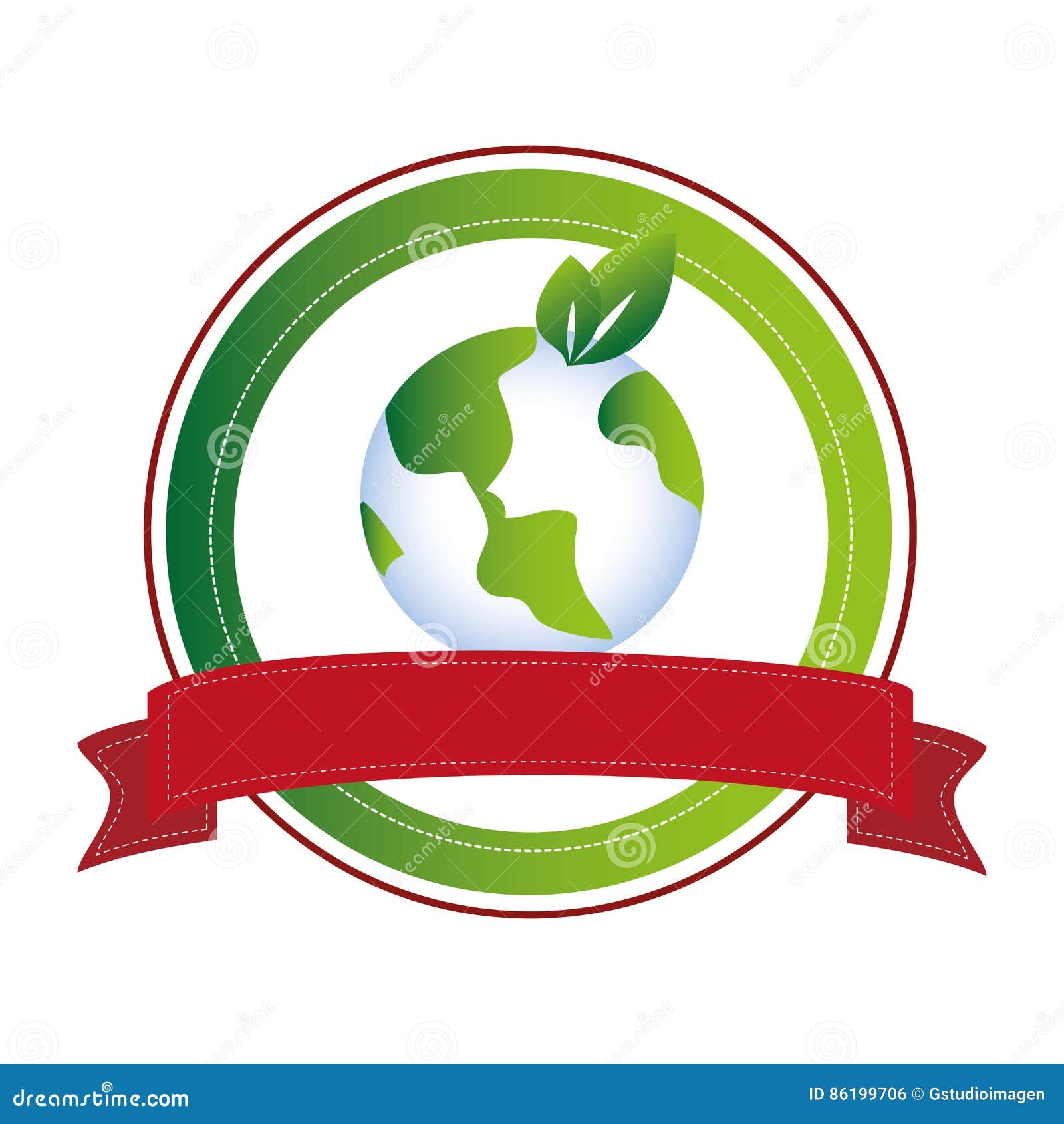 Circular Frame with Eco Earth World and Leaves with Label Stock Vector ...