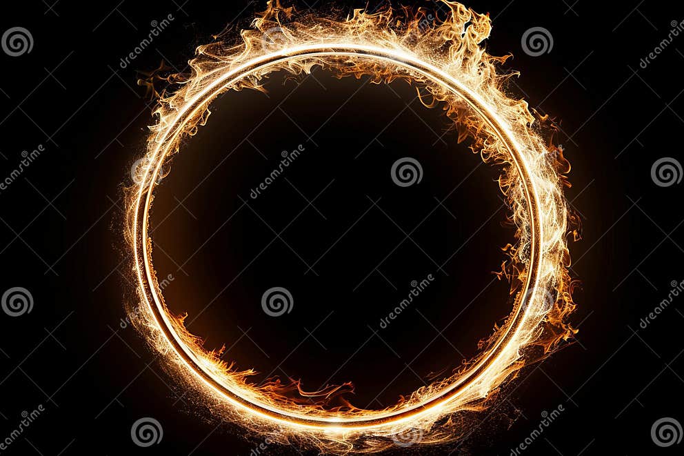 Circular Frame of Fiery Flames Creating a Circle Shape, Isolated on ...