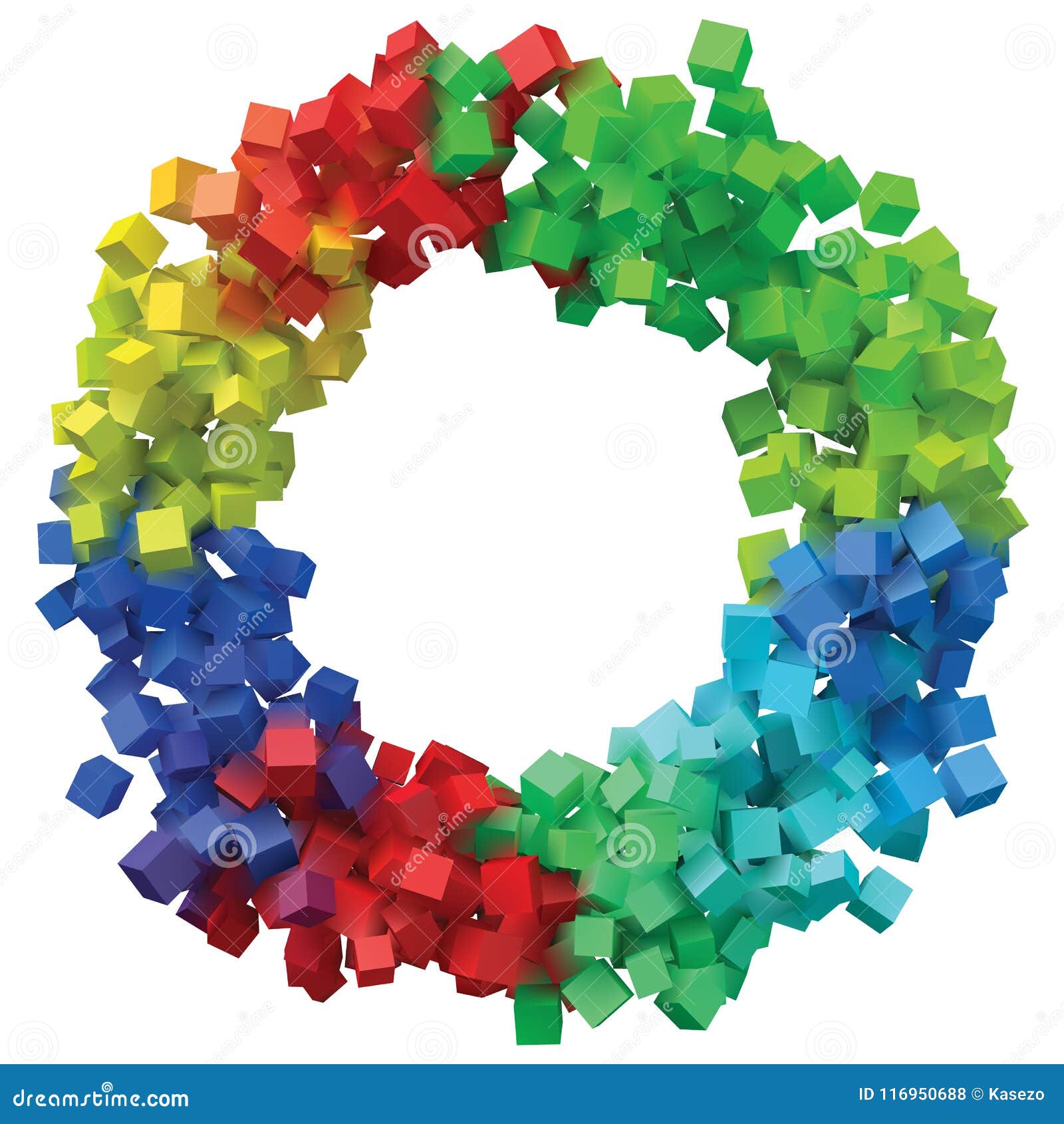 Circular Frame Formed by Random Sized Colorful Cubes Stock Vector ...