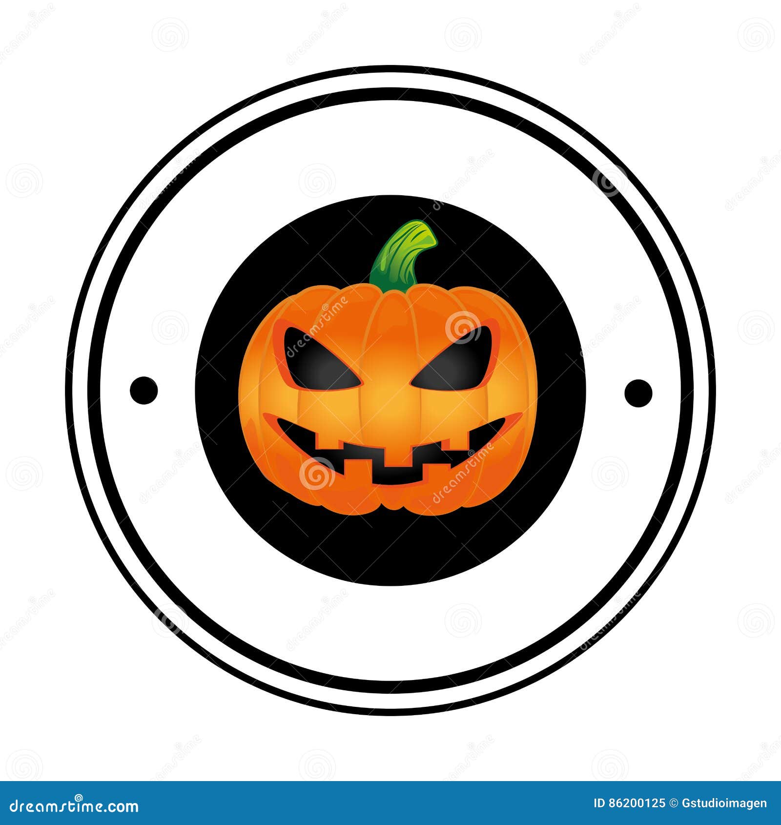 Circular Halloween Themed Illustration With Pumpkins, Black Cats, Witches, Bats And Spiderwebs ...