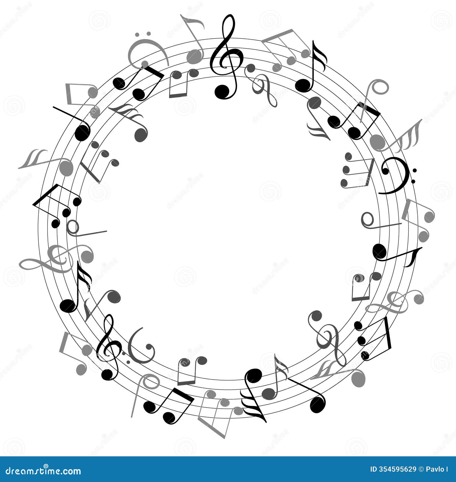 Circular Frame with Musical Notes, Dynamic Music Abstract Design ...