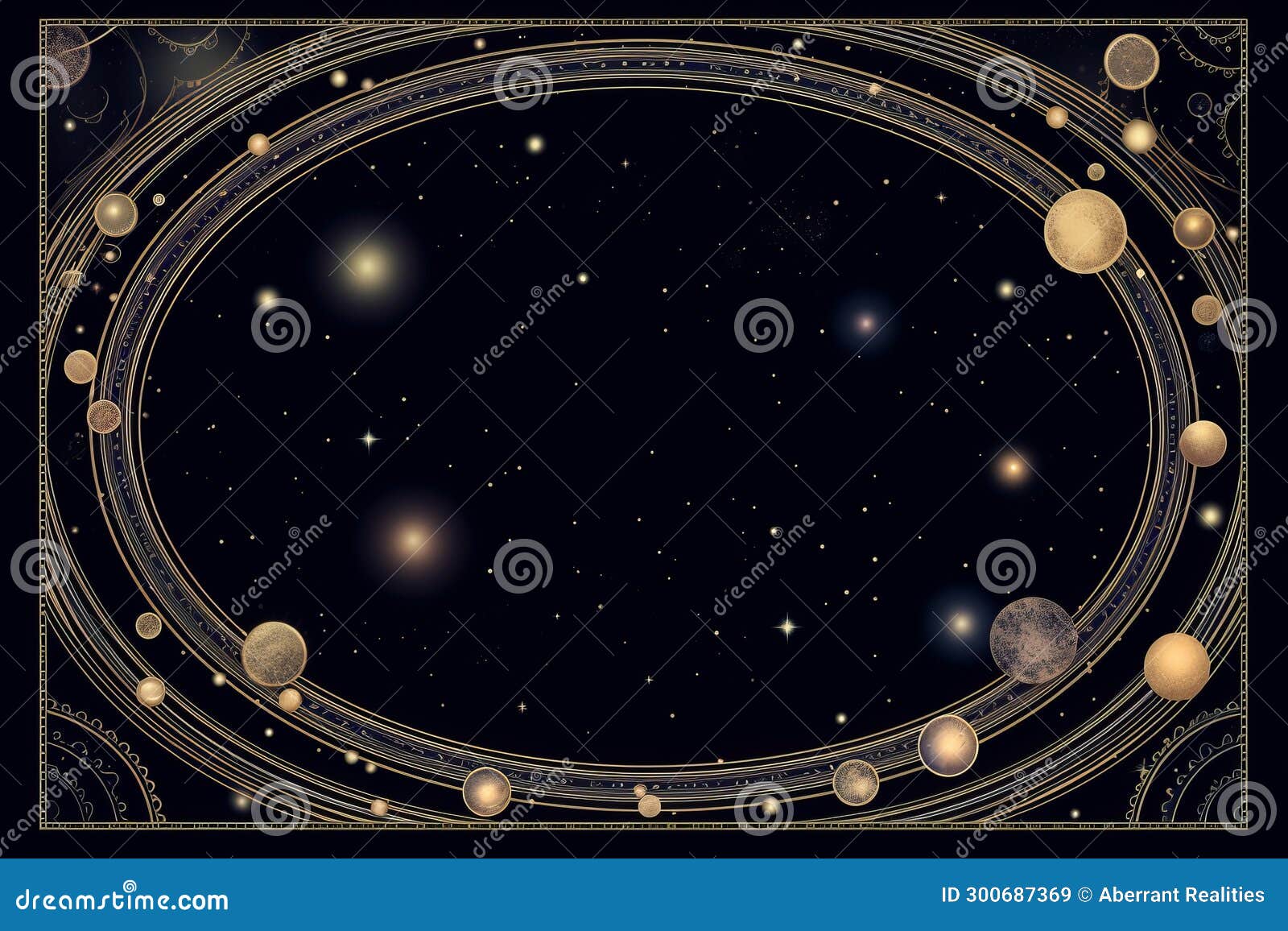 A Circular Frame with Planets and Stars on it Stock Illustration ...