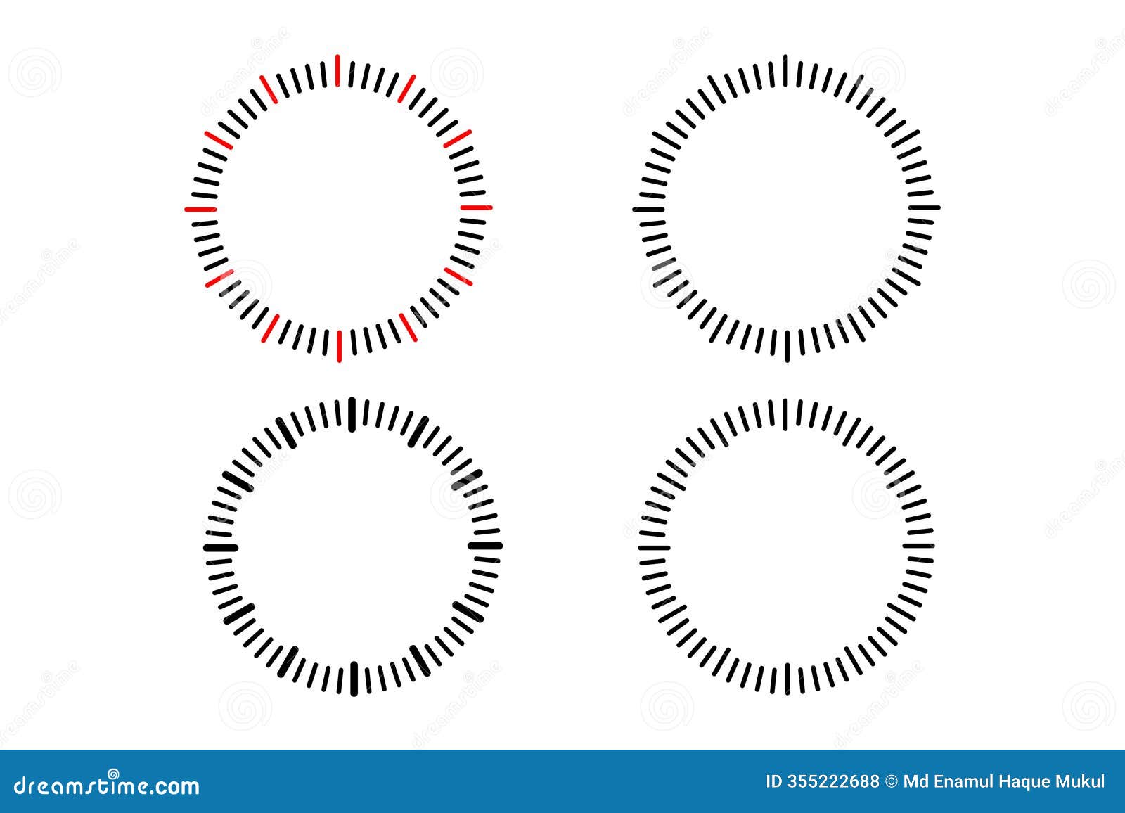 Circular Frame with Radiating Lines Mechanical Clock Face Divided into ...
