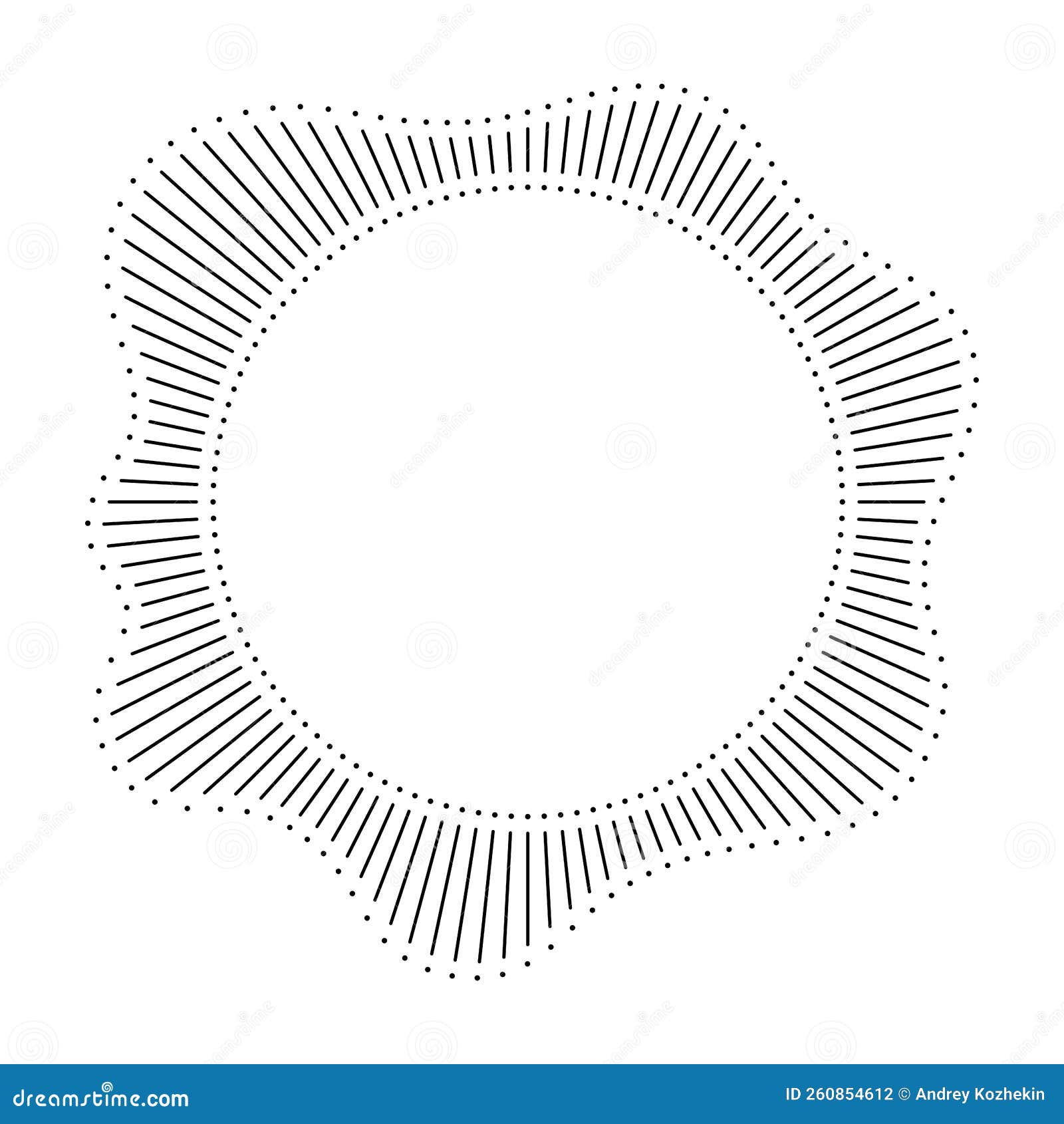 Circular Frame. Round Shape. Radial Black Concentric Particles with ...