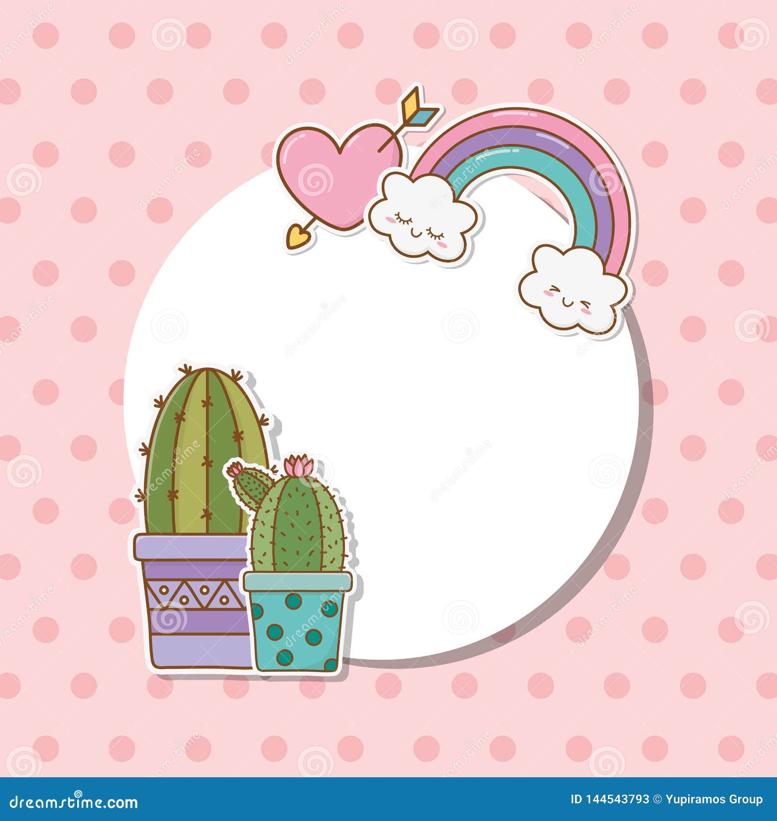Circular Frame with Stickers Kawaii Stock Vector - Illustration of ...