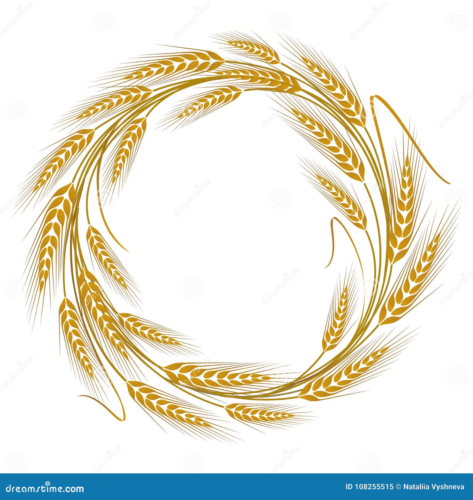 Circular Frame Wreath of Wheat Ears Stock Vector - Illustration of ...
