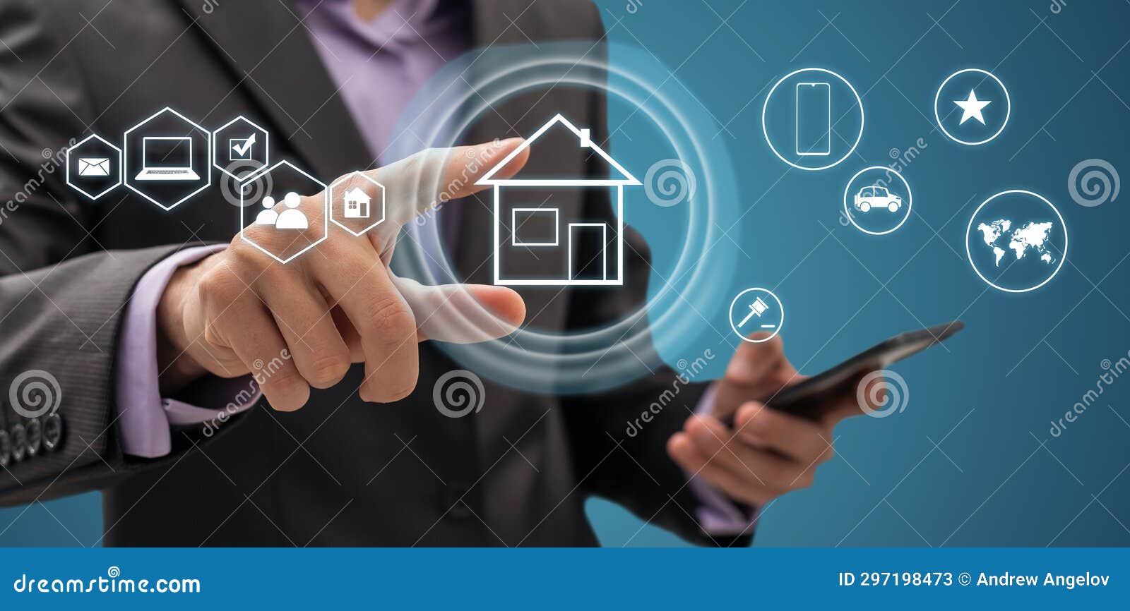 Circular Futuristic Interface of Smart Home Automation Assistant on a ...