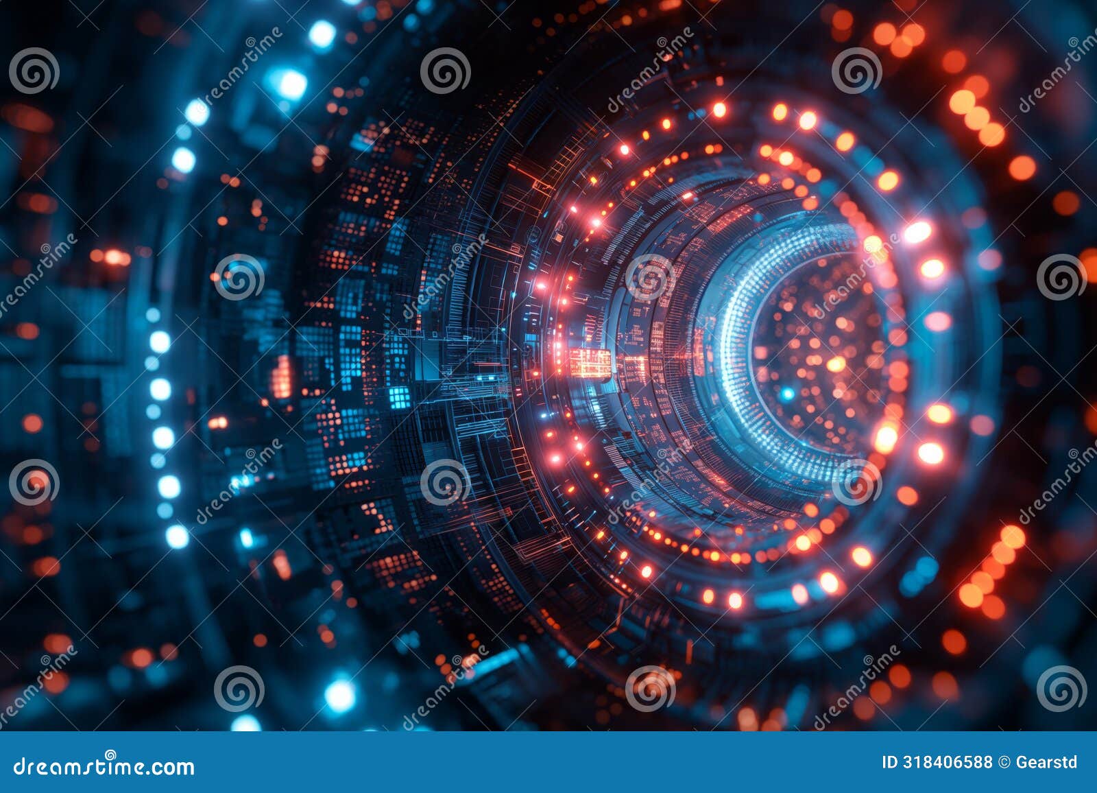 Circular Futuristic Technology Pattern Tunnel Stock Photo - Image of ...