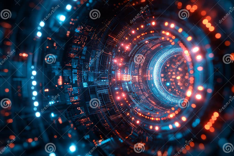 Circular Futuristic Technology Pattern Tunnel Stock Photo - Image of ...
