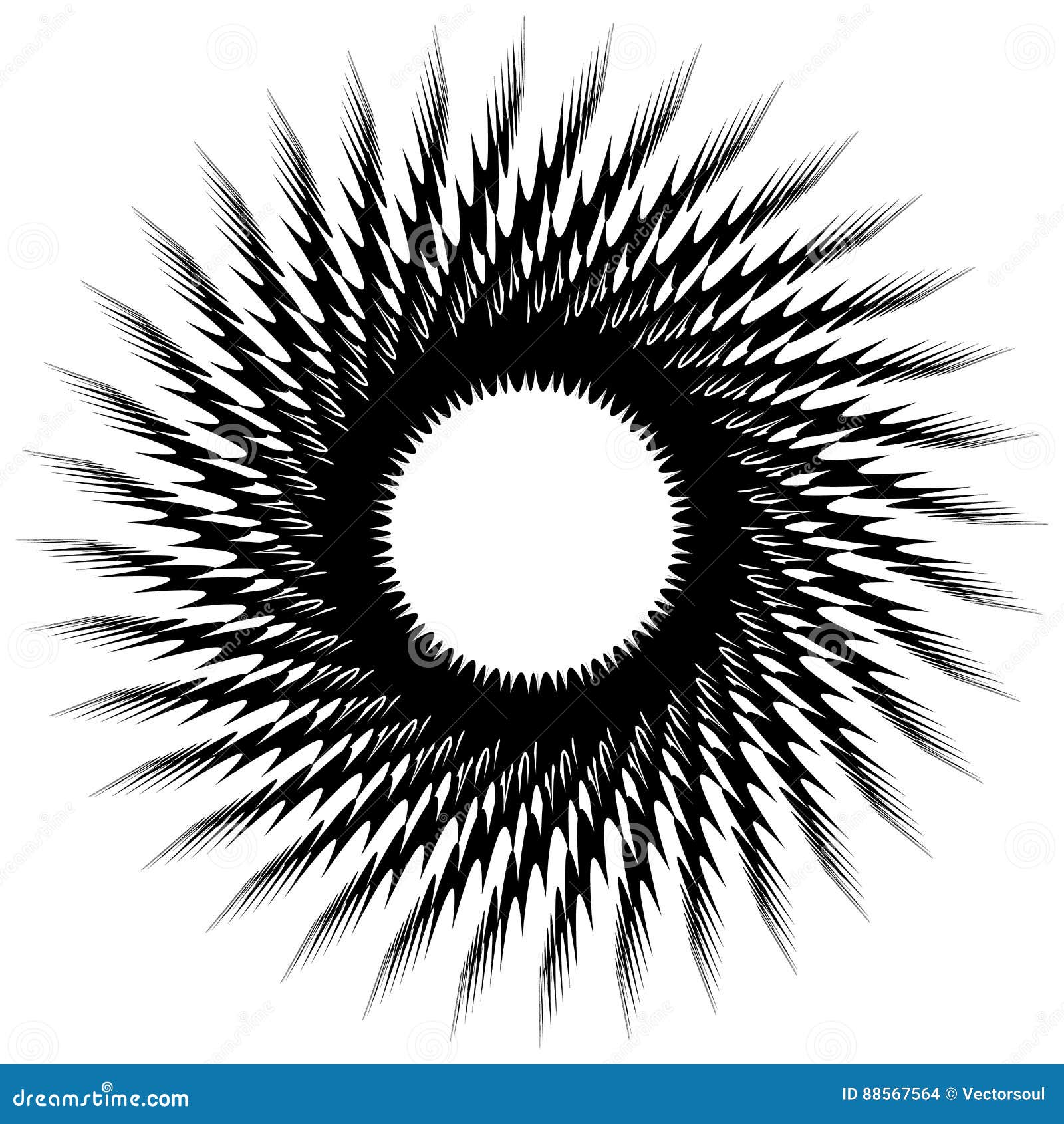 Circular Geometric Black and White Element. Radial Shape with Sp Stock ...