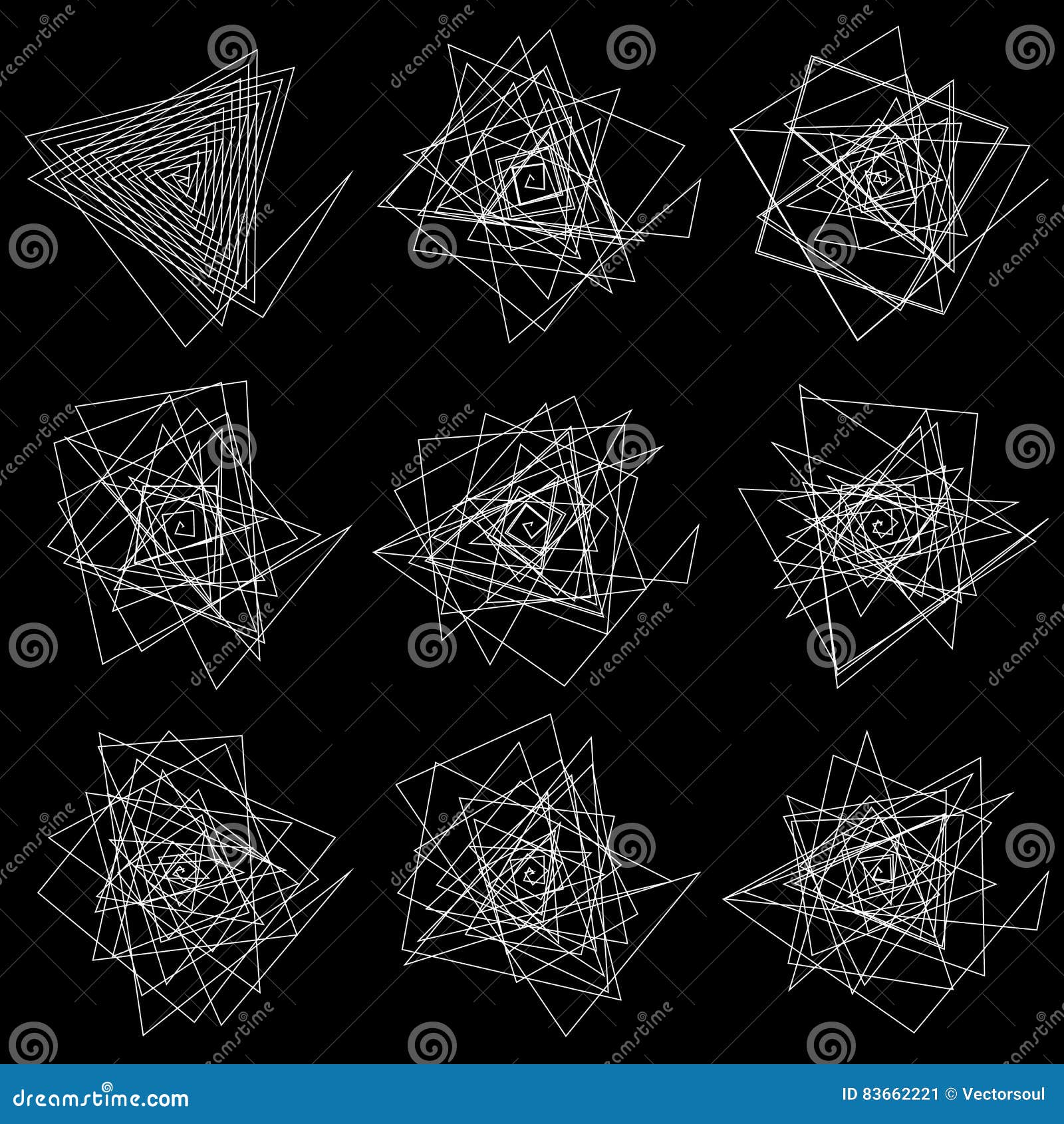 Circular Geometric Elements, Rotating Radiating Shapes on Whi Stock ...