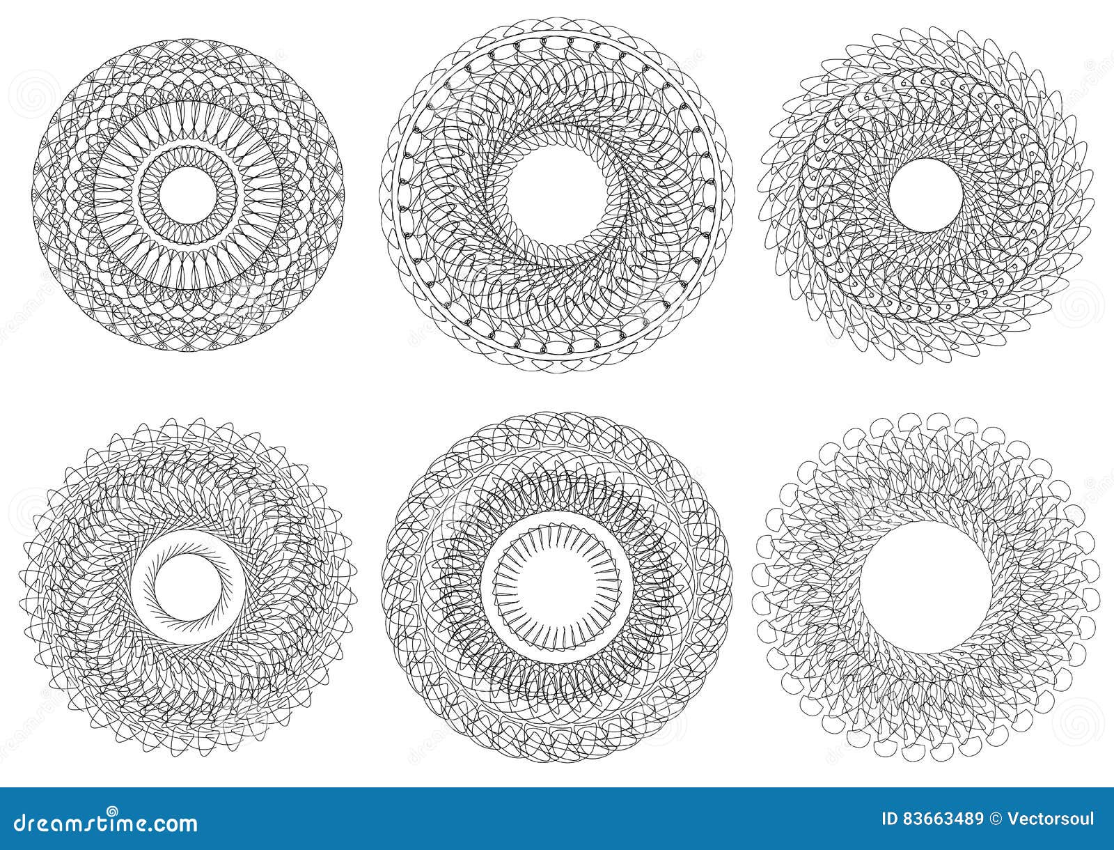 Circular Geometric Elements, Rotating Radiating Shapes on Whi Stock ...
