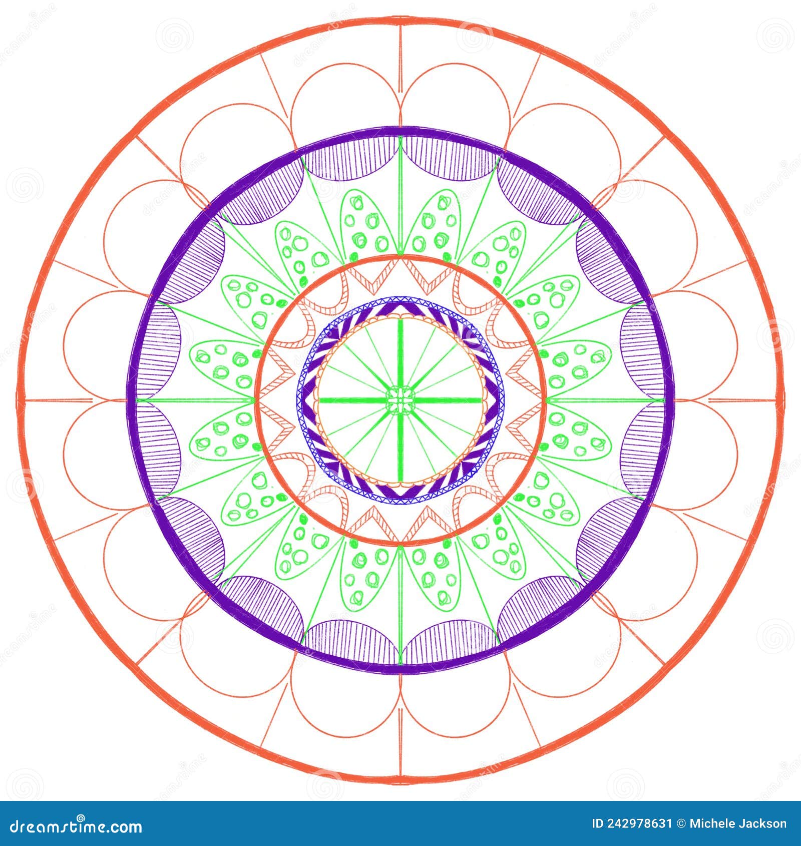 Circular Geometric Tile on White Square Stock Illustration ...