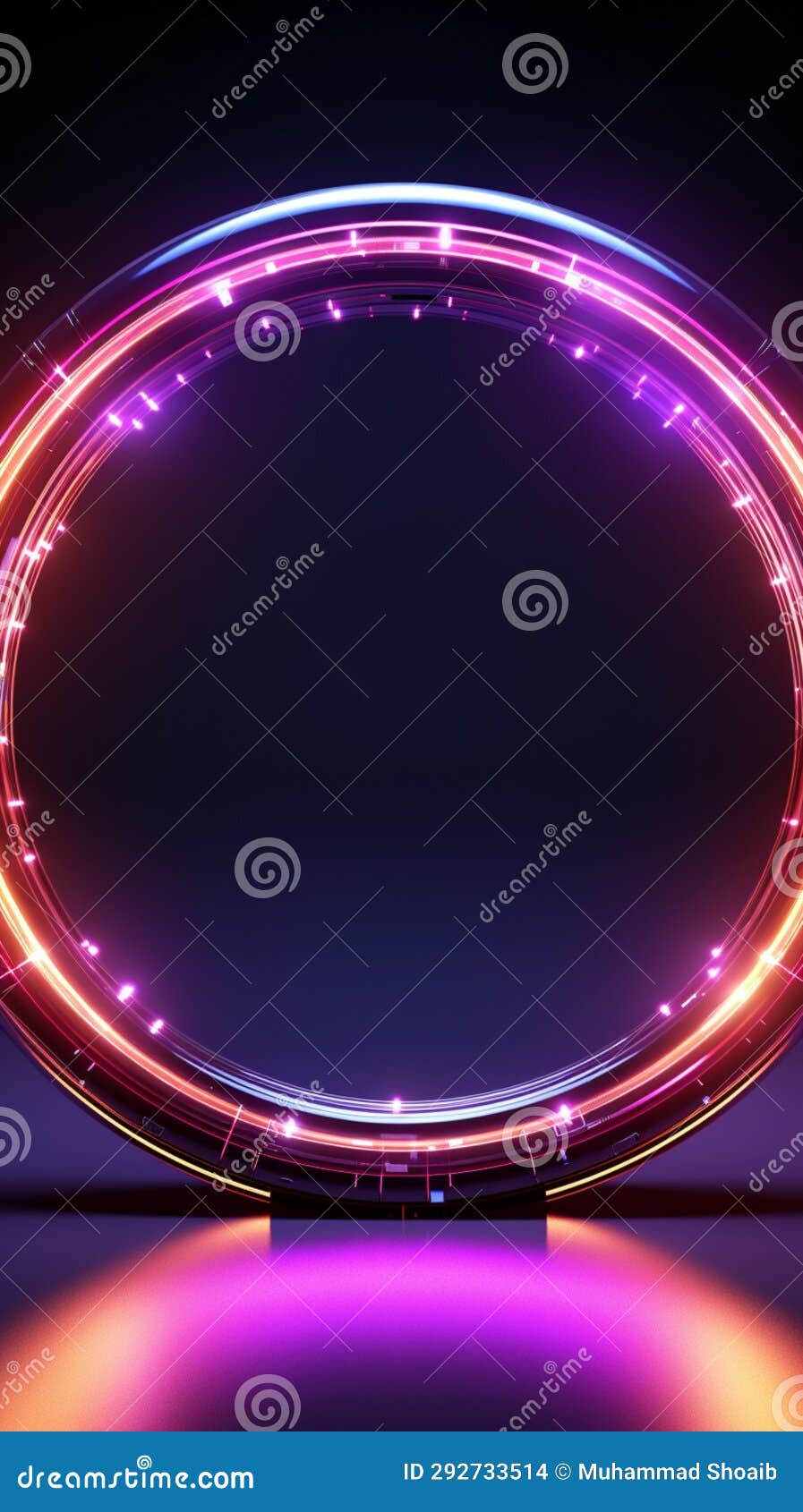 Circular Glow a Neon Light Forms a Captivating and Vibrant Frame Stock ...