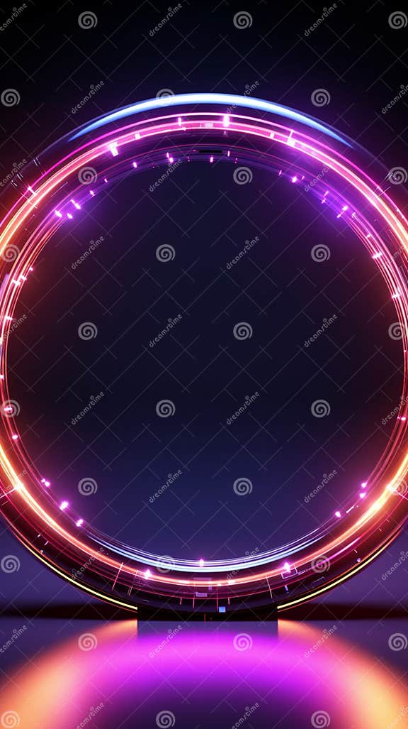 Circular Glow a Neon Light Forms a Captivating and Vibrant Frame Stock ...