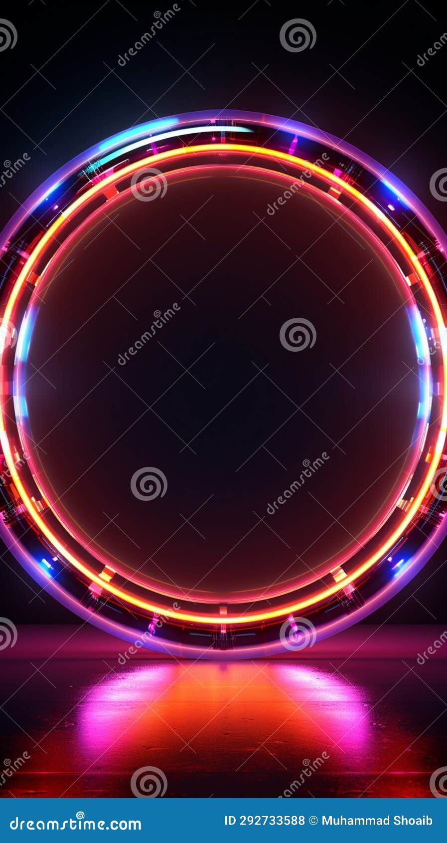 Circular Glow a Neon Light Forms a Captivating and Vibrant Frame Stock ...