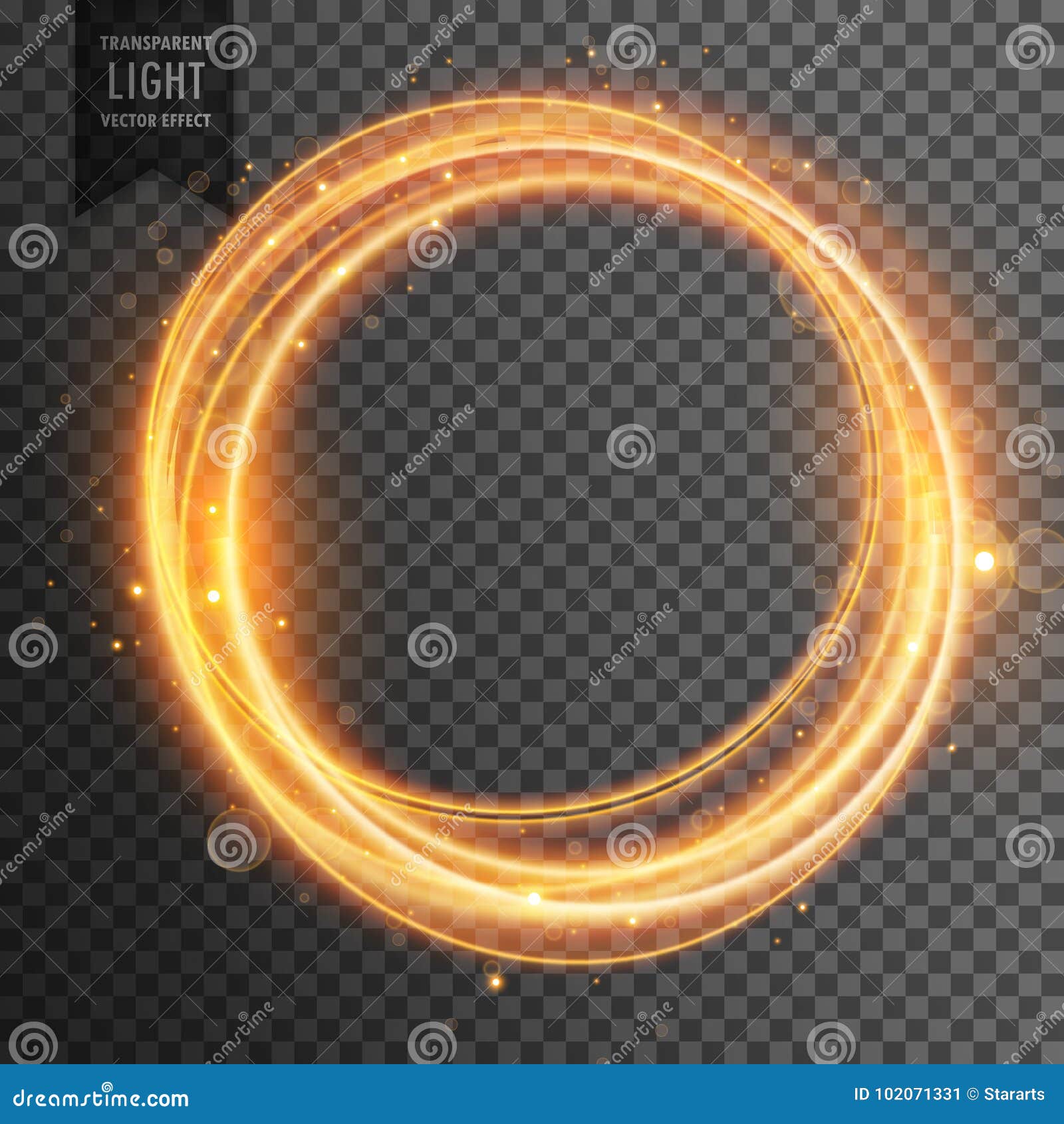 Circular Golden Light Effect Transparent Background Stock Vector ...