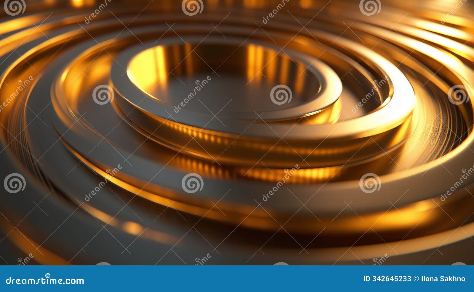 Circular Golden Rings Layered in a Spiral Formation Stock Illustration ...