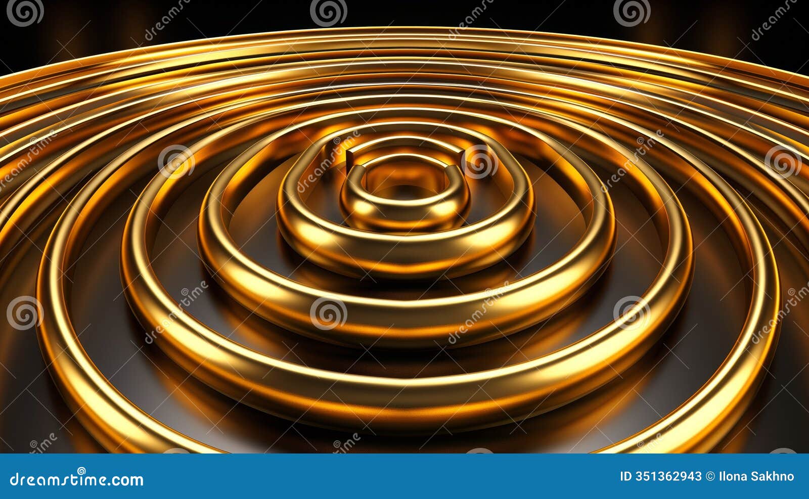 Circular Golden Rings Layered in a Spiral Formation Stock Image - Image ...