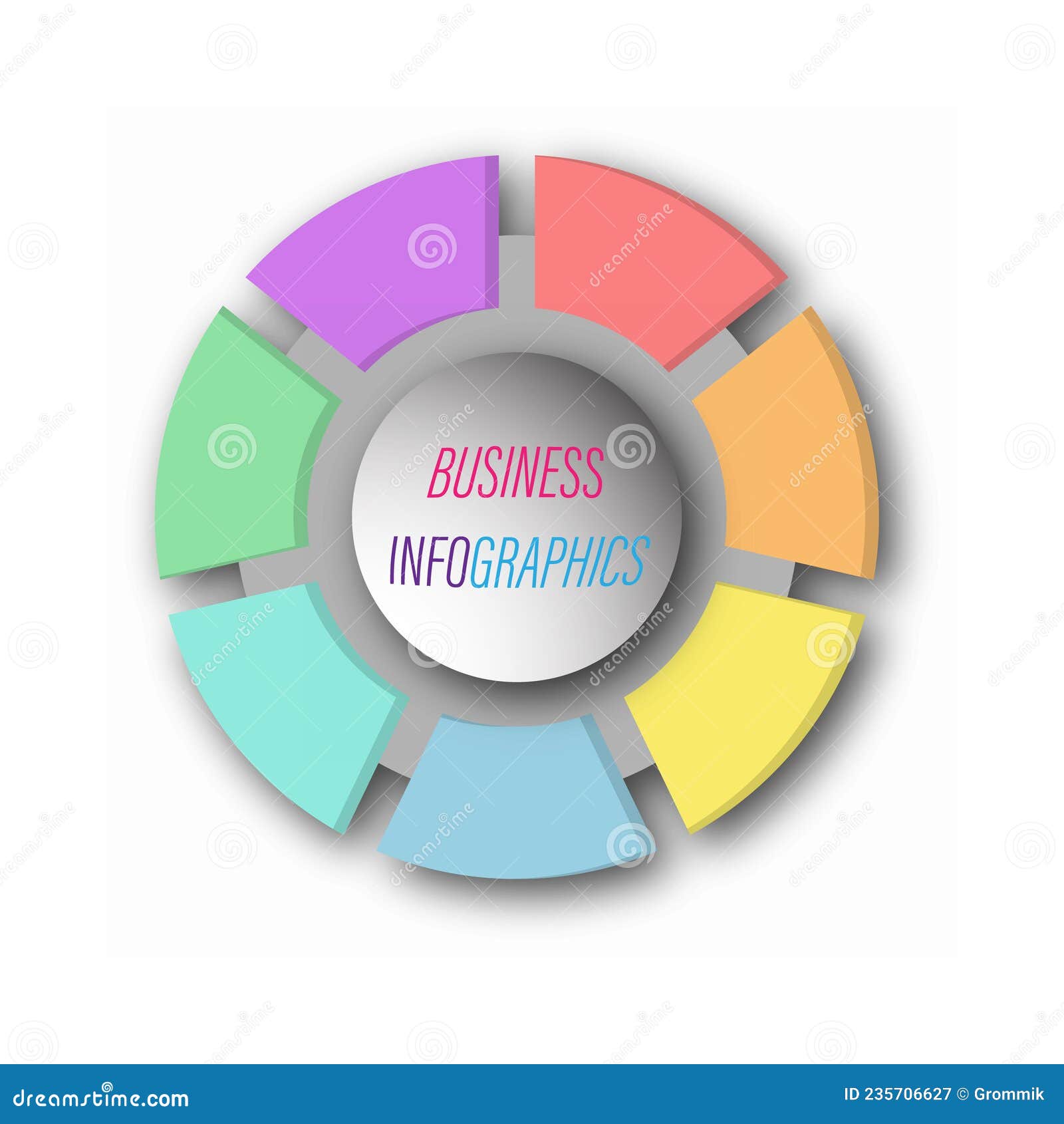 Circular Graph with 7 Steps, Sections or Stages. Pie Chart for the User ...