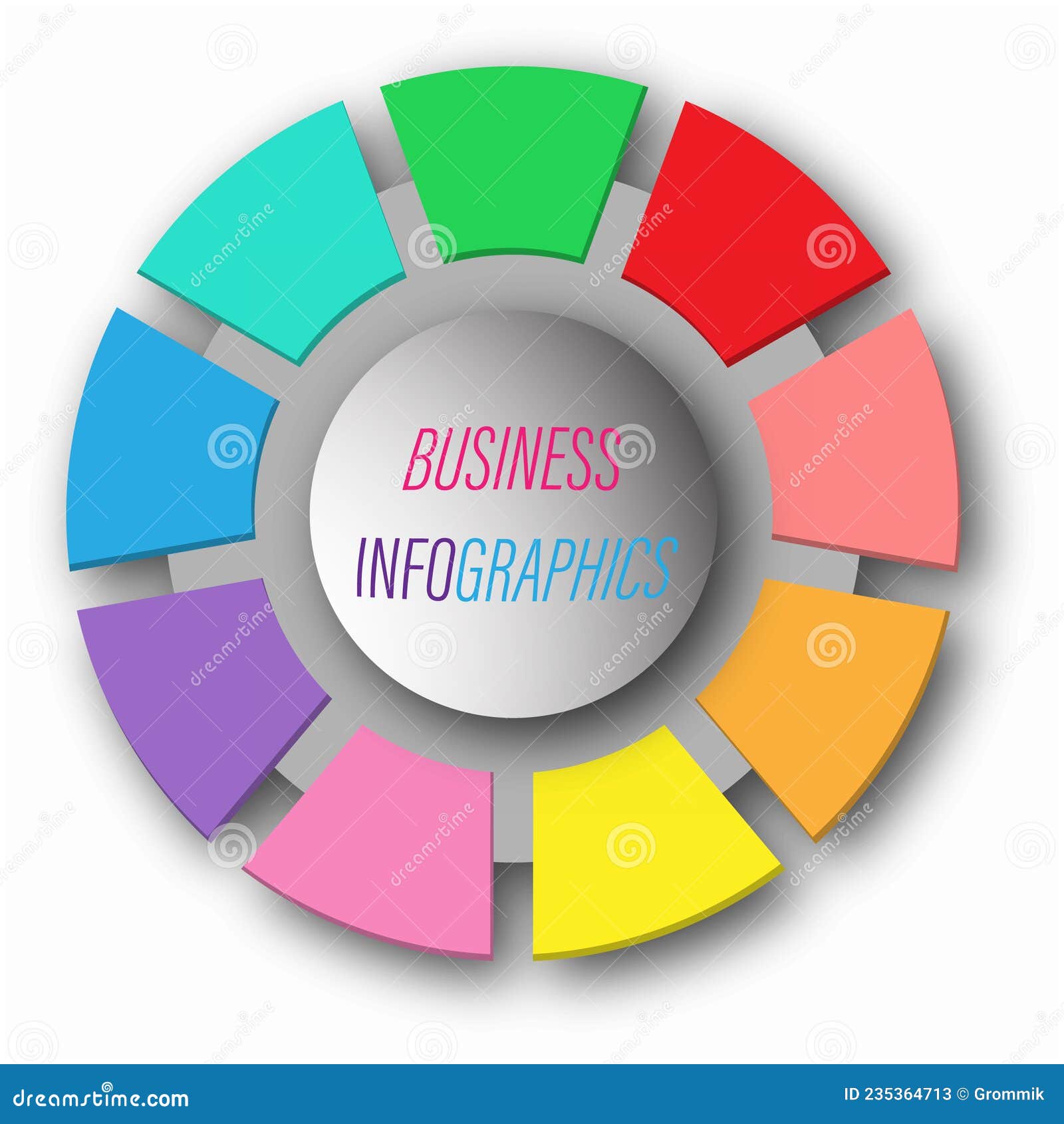 Circular Graph with 9 Steps, Sections or Stages. Pie Chart for the User ...