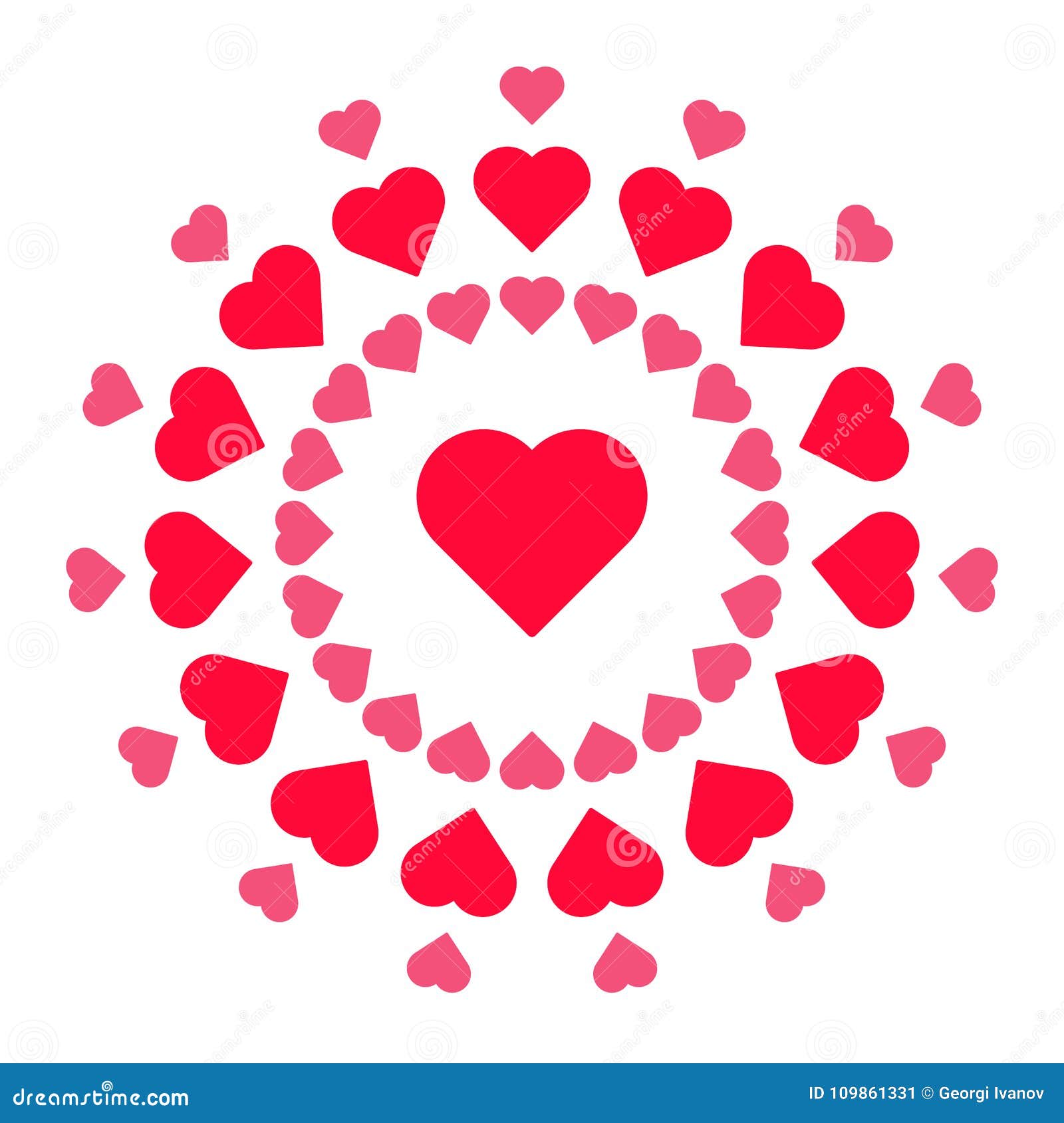 Circular Heart Pattern Design Stock Vector - Illustration of circular ...