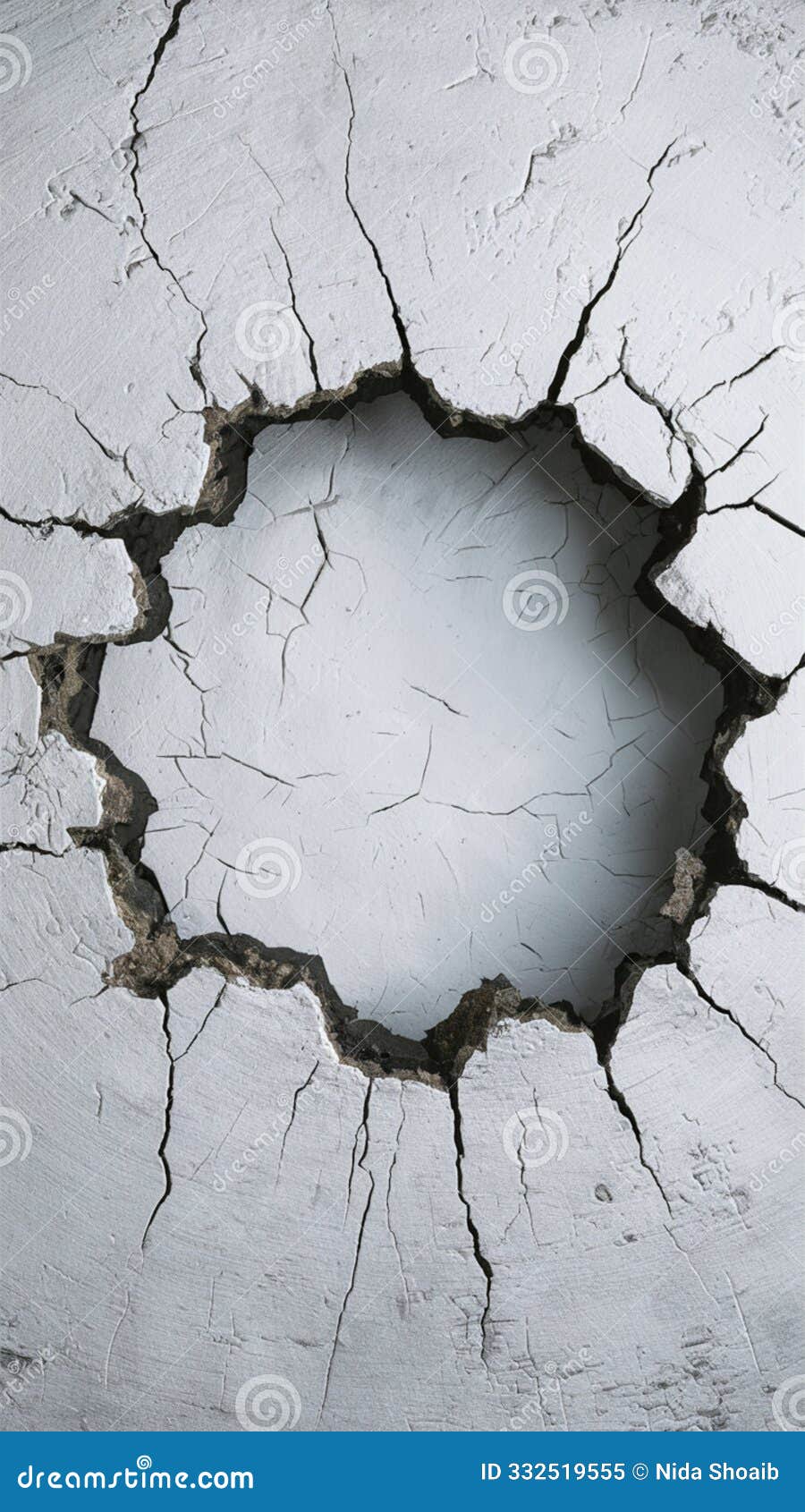 Circular Hole in Textured Surface, Jagged Edges, Darker Underlying ...