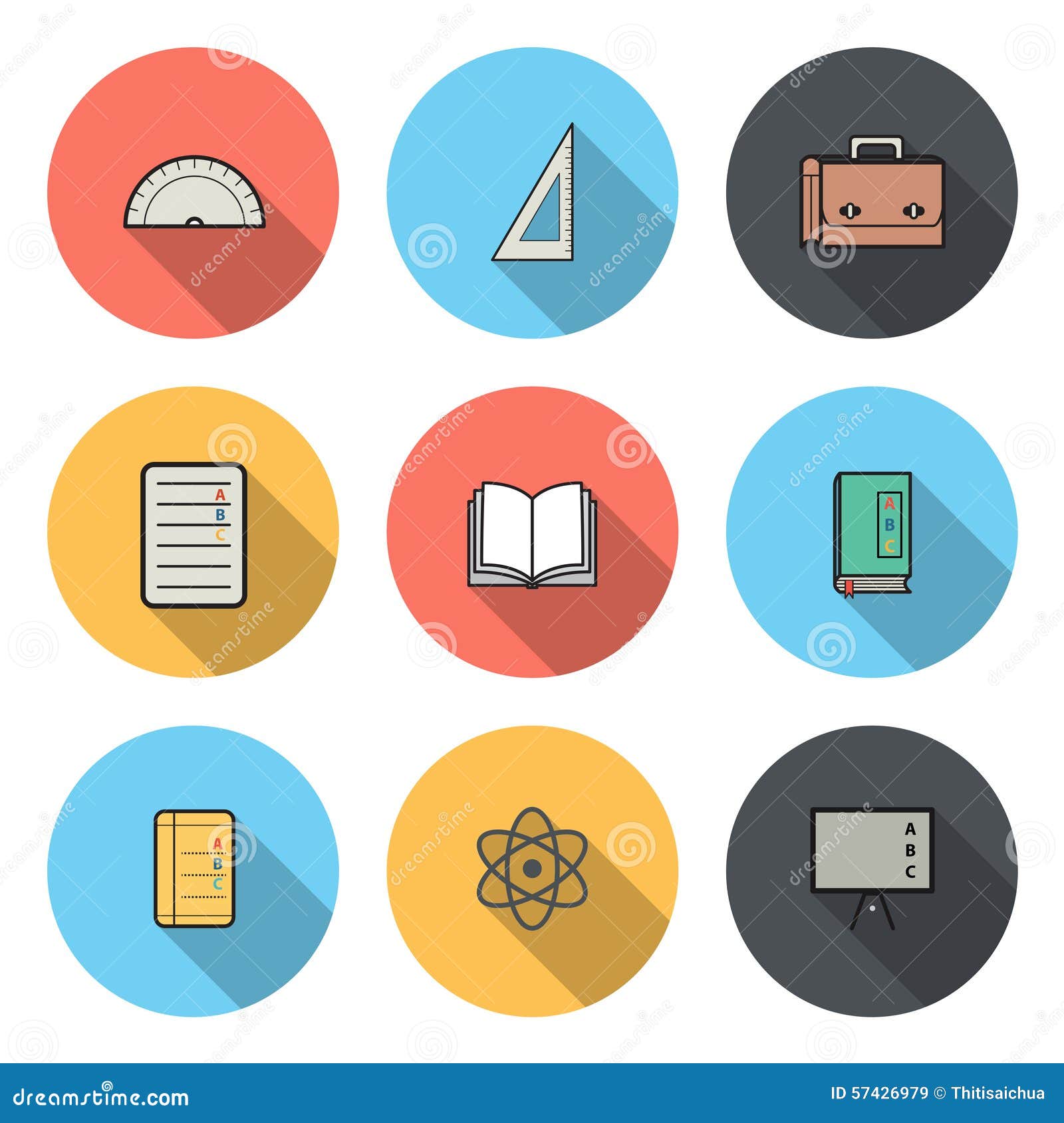 Circular Icon for School and Education Design and Concept Stock Vector ...
