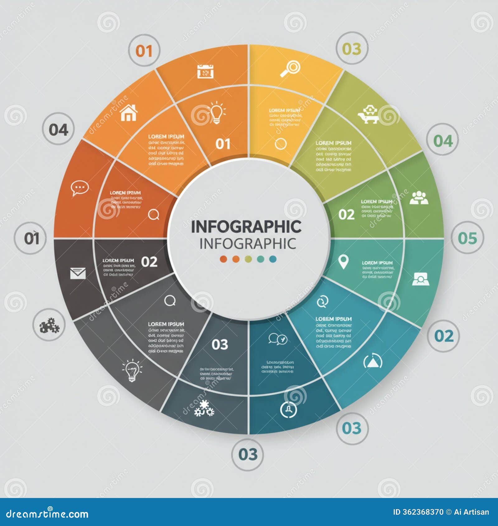 Circular Infographic with a Central Label "INFOGRAPHIC" Surrounded by ...