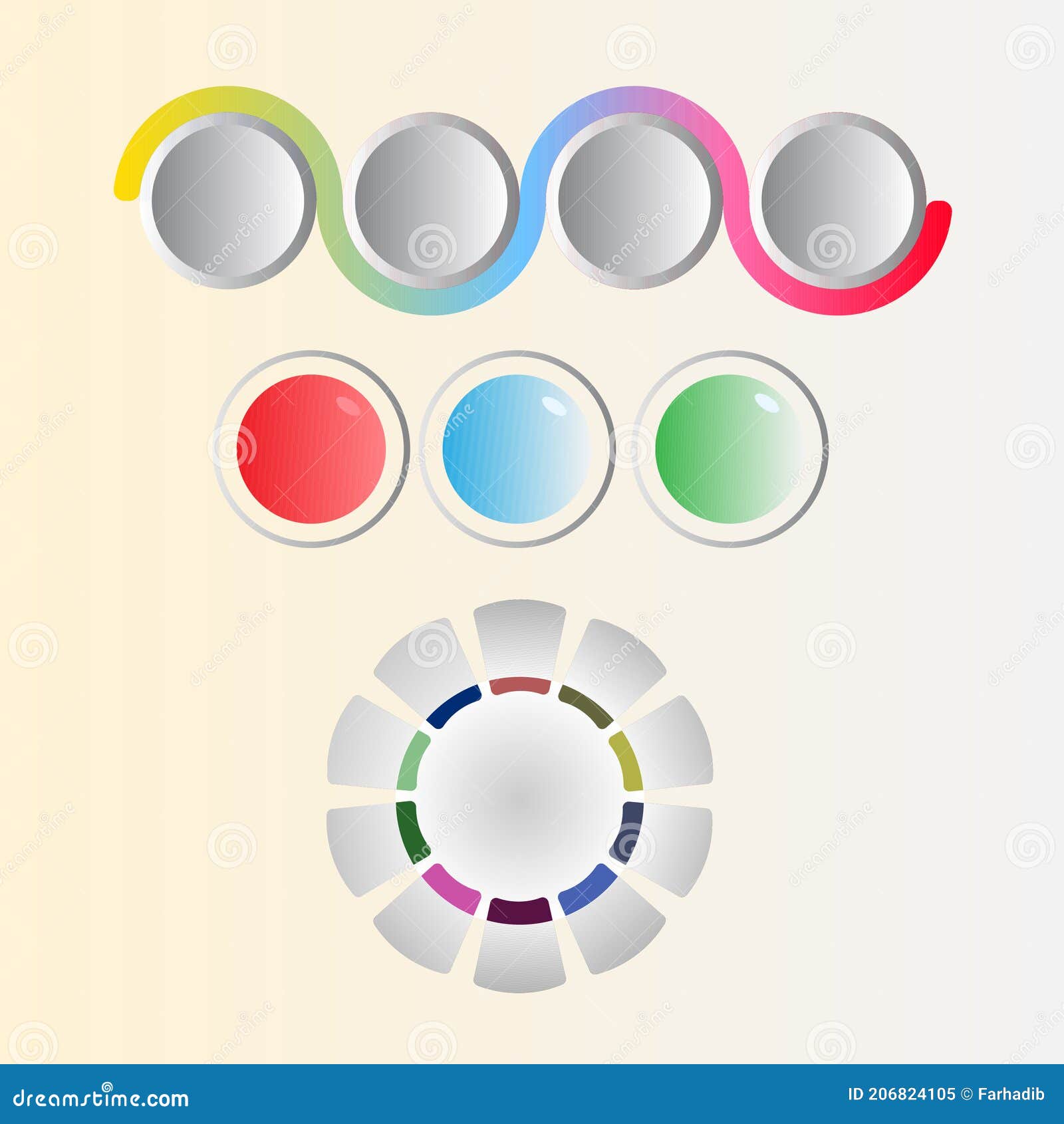 Circular Infographic Chart Vector Set Stock Illustration - Illustration ...