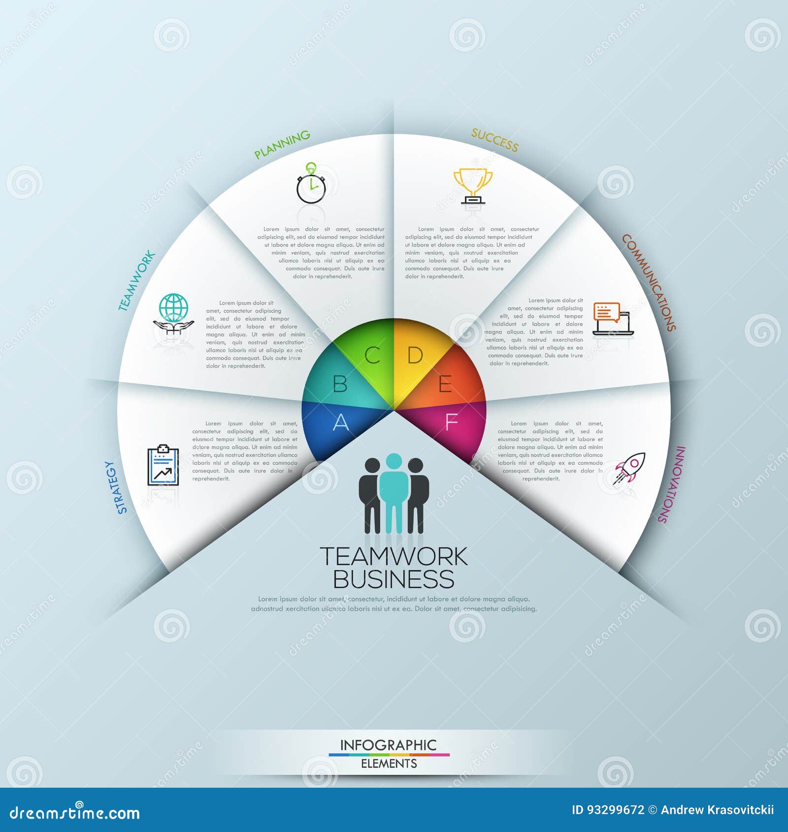 Circular Infographic Design Template with 6 Sectoral Elements Stock ...