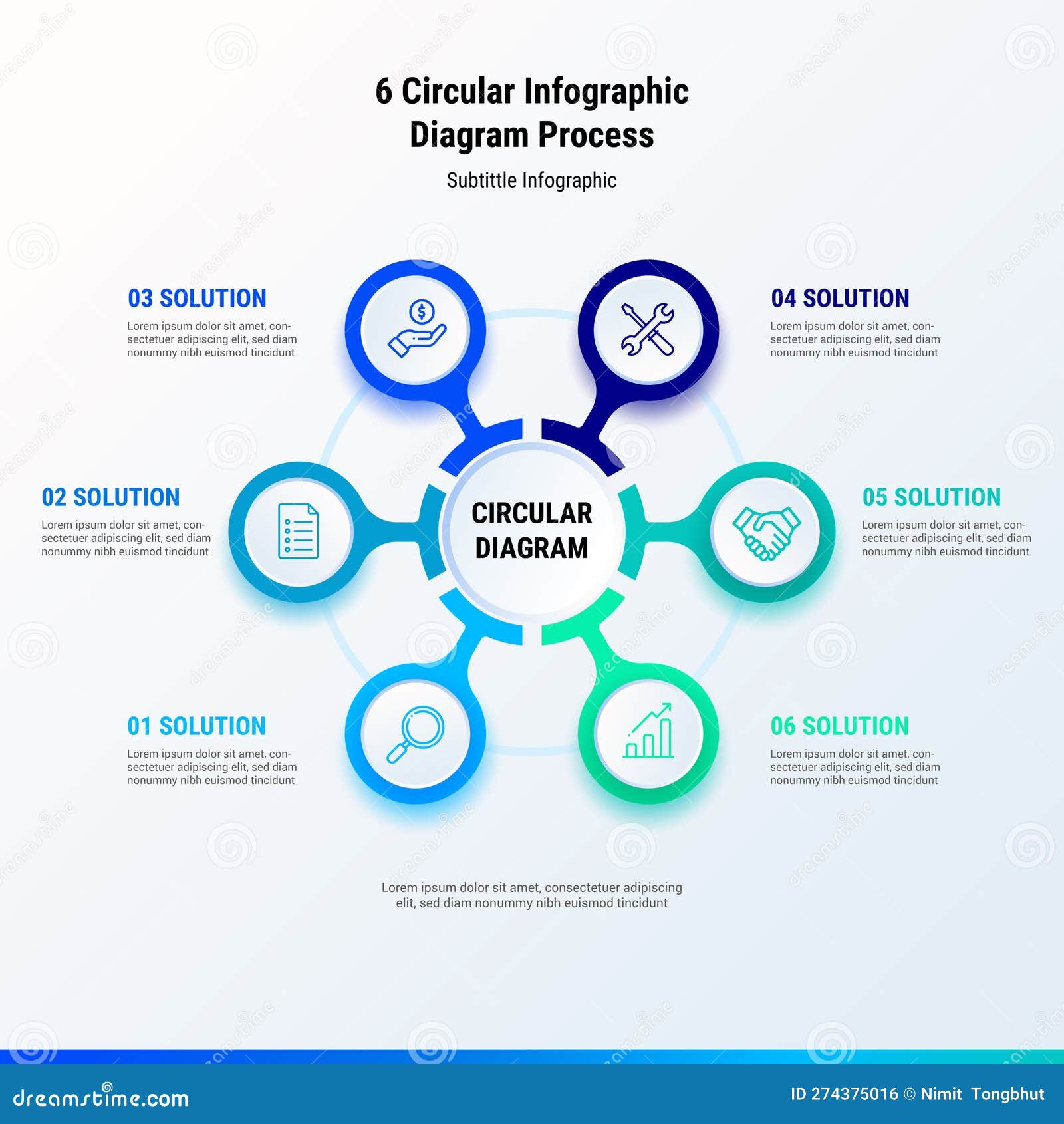 6 Circular Infographic Diagram Process Connect Stock Vector - Illustration of options, simple ...