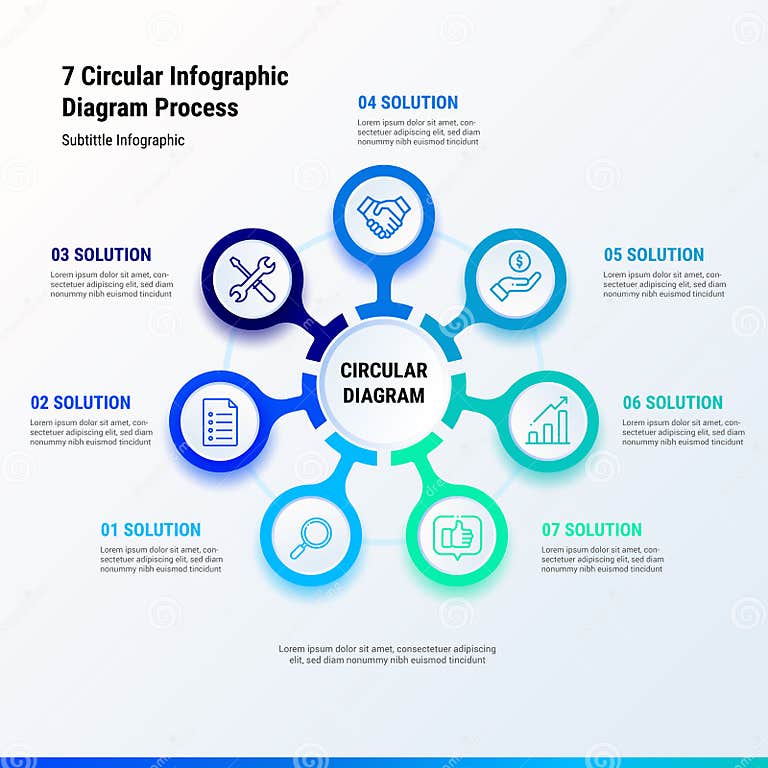 7 Circular Infographic Diagram Process Solution Stock Vector ...