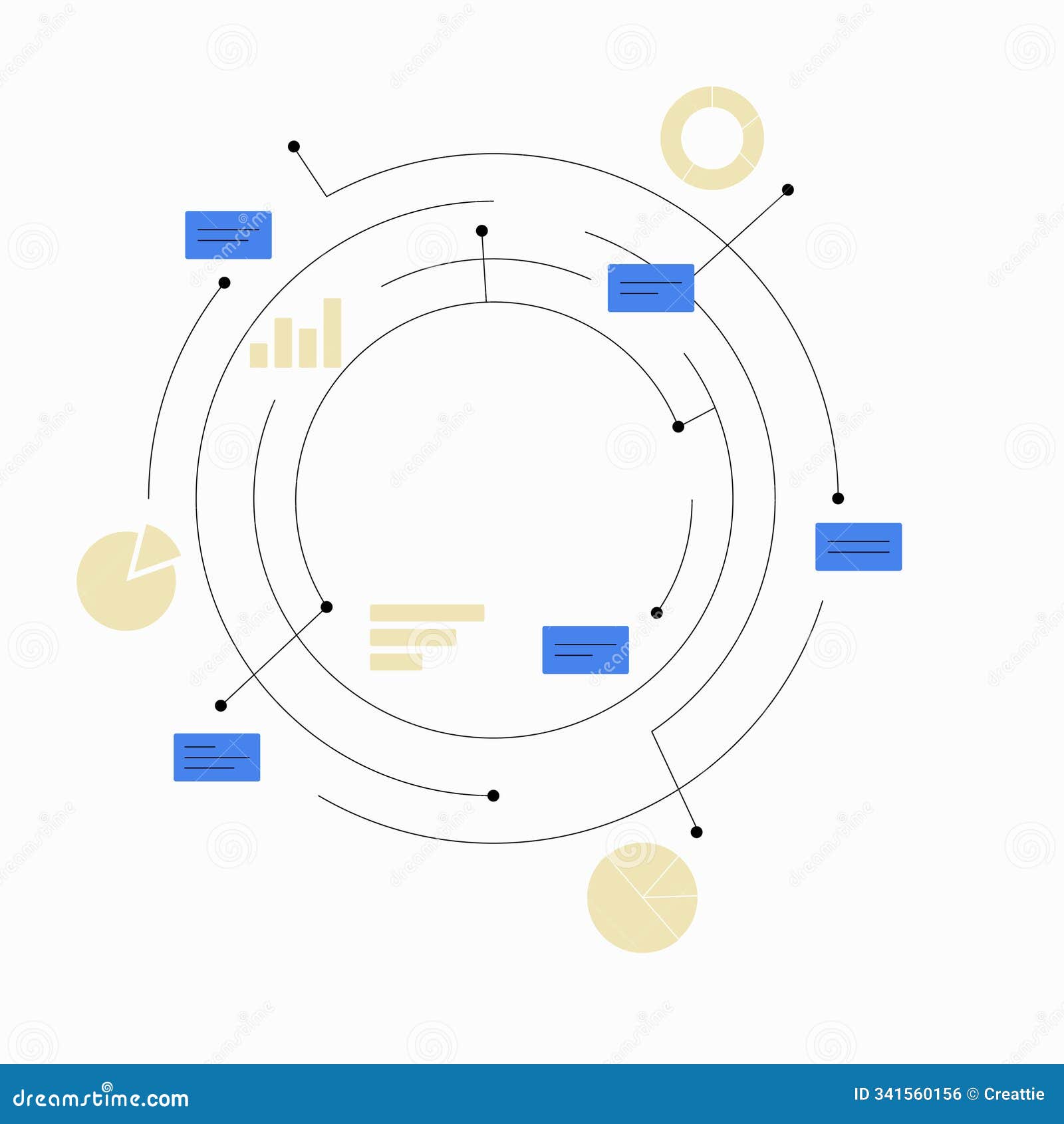 Circular Infographic Elements with Data Charts in Flat Vector ...