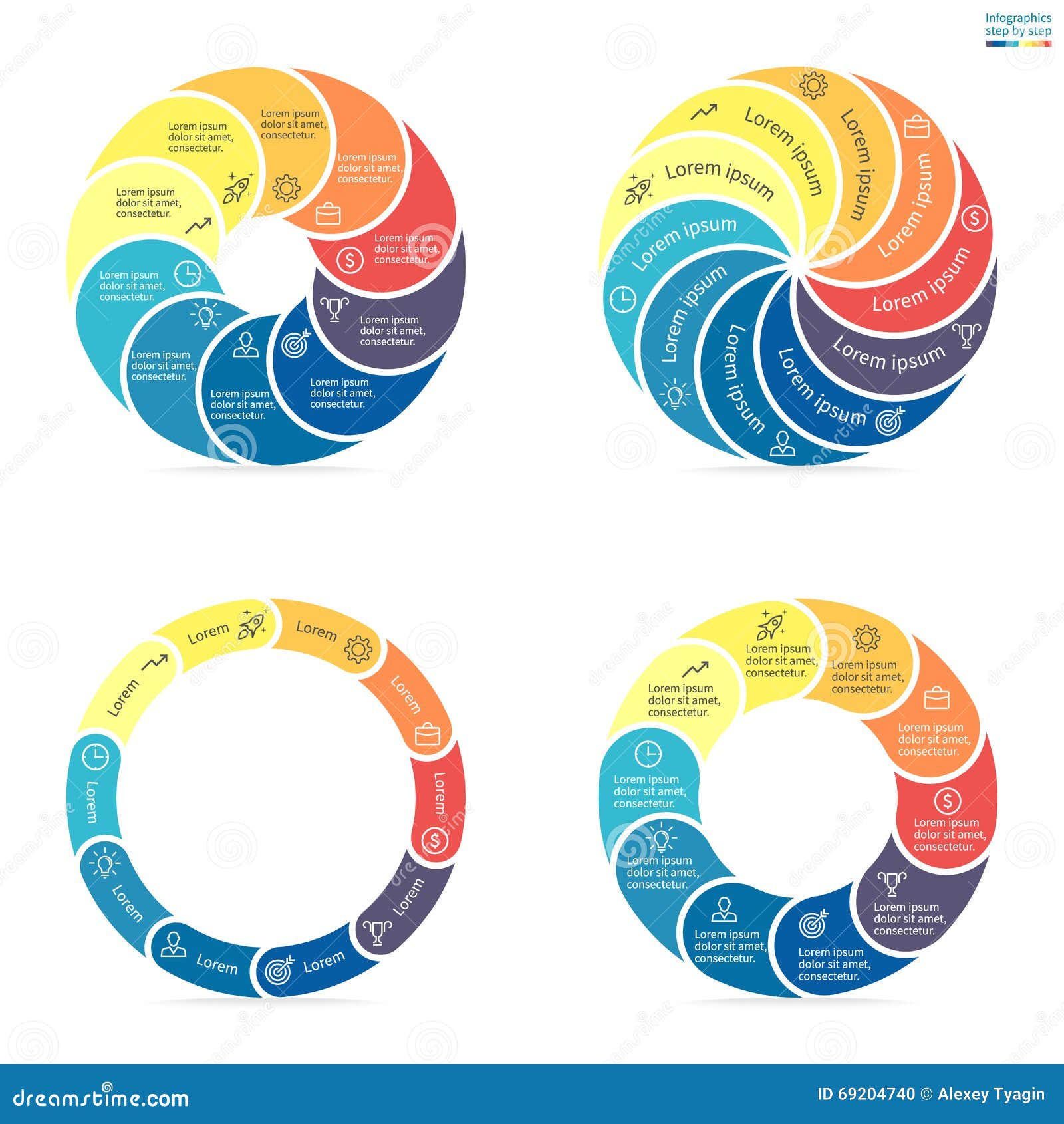Circular Infographics With Rounded Colored Sections. Vector ...