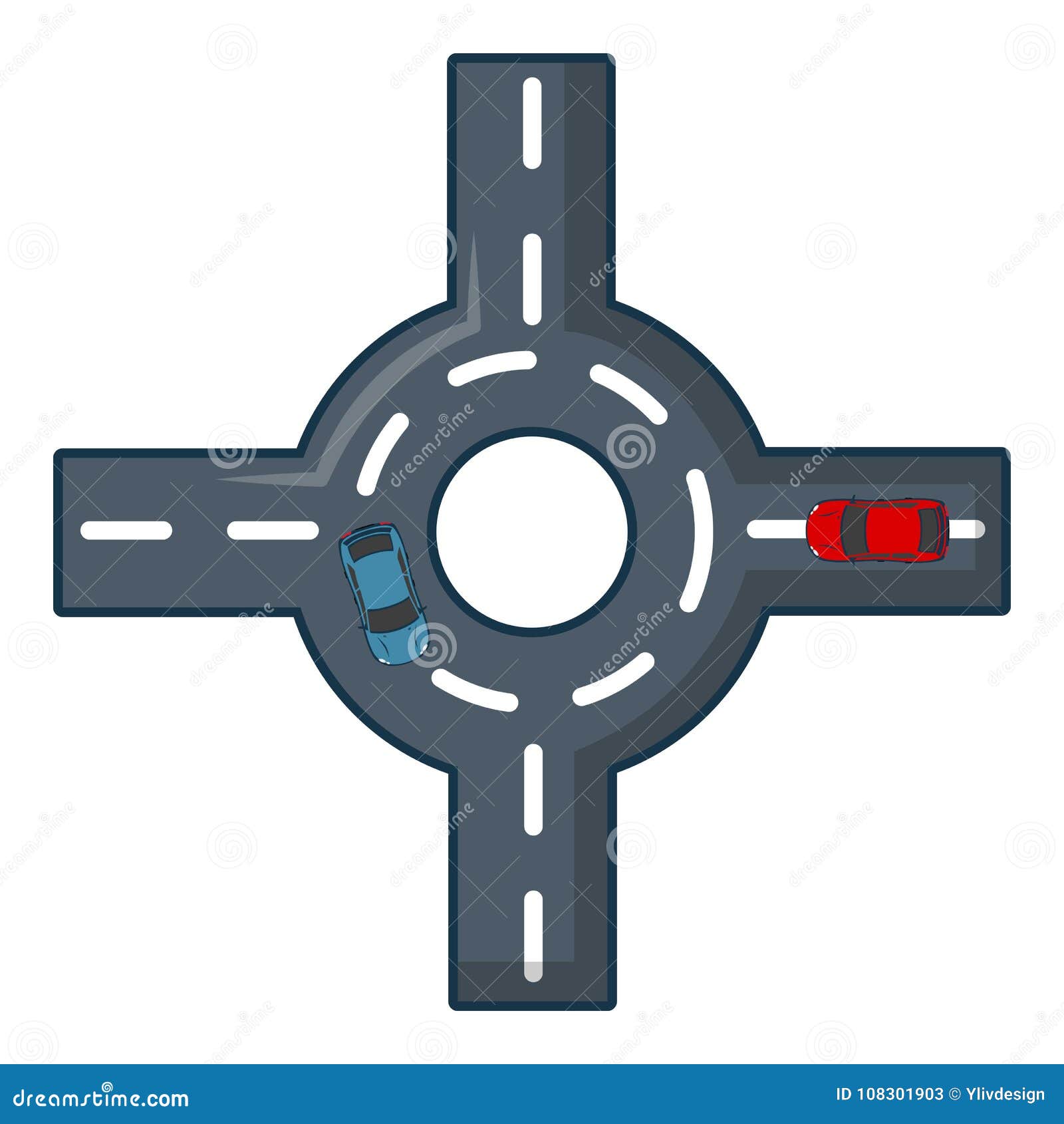 Circular Intersection Icon, Cartoon Style. Stock Vector - Illustration ...