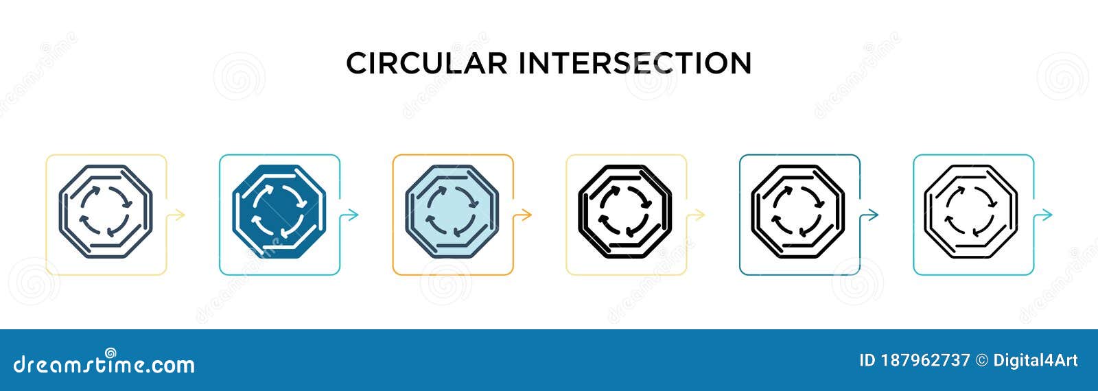 Circular Intersection Sign Vector Icon in 6 Different Modern Styles ...