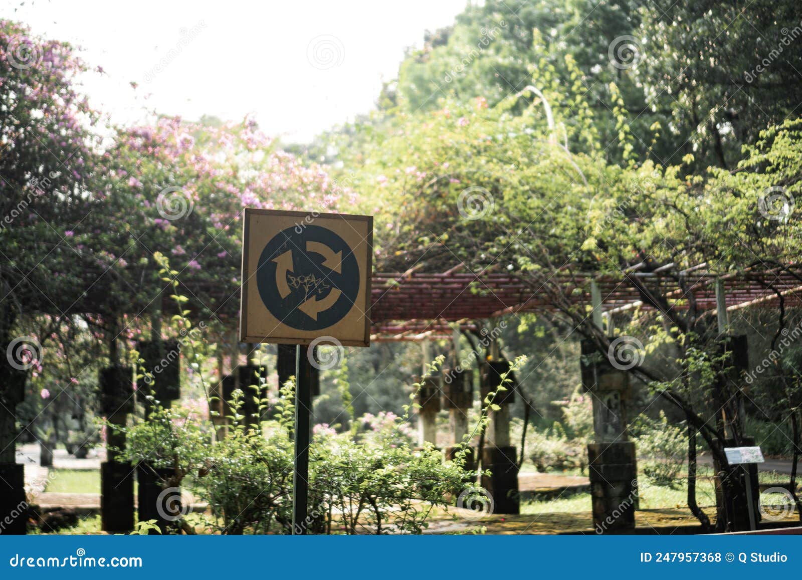 Circular Intersection Warning Traffic Sign Stock Photo - Image of ...