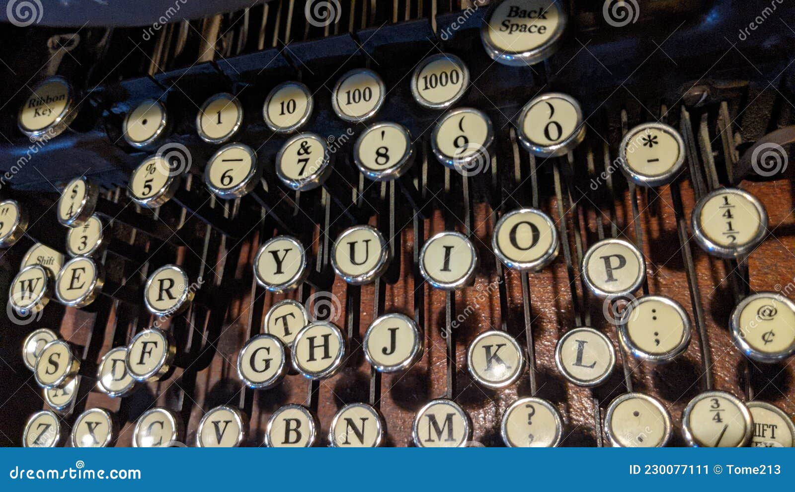 A Vintage Typewriter with Circular Keys Stock Image - Image of letters ...