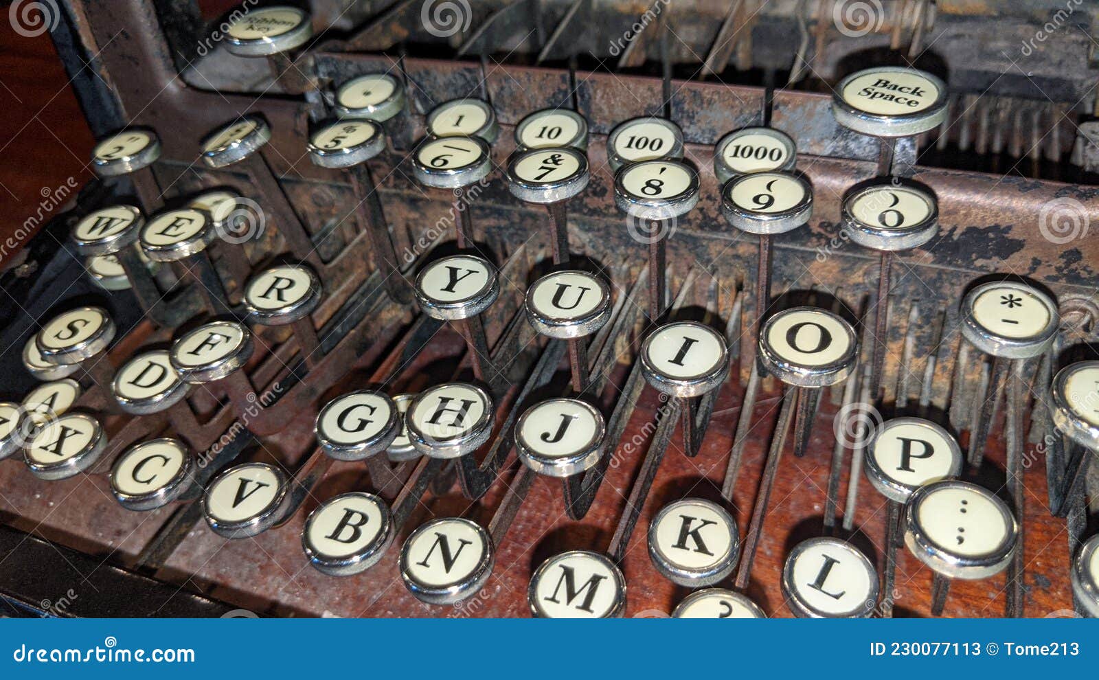 A Vintage Typewriter with Circular Keys Stock Image - Image of machine ...