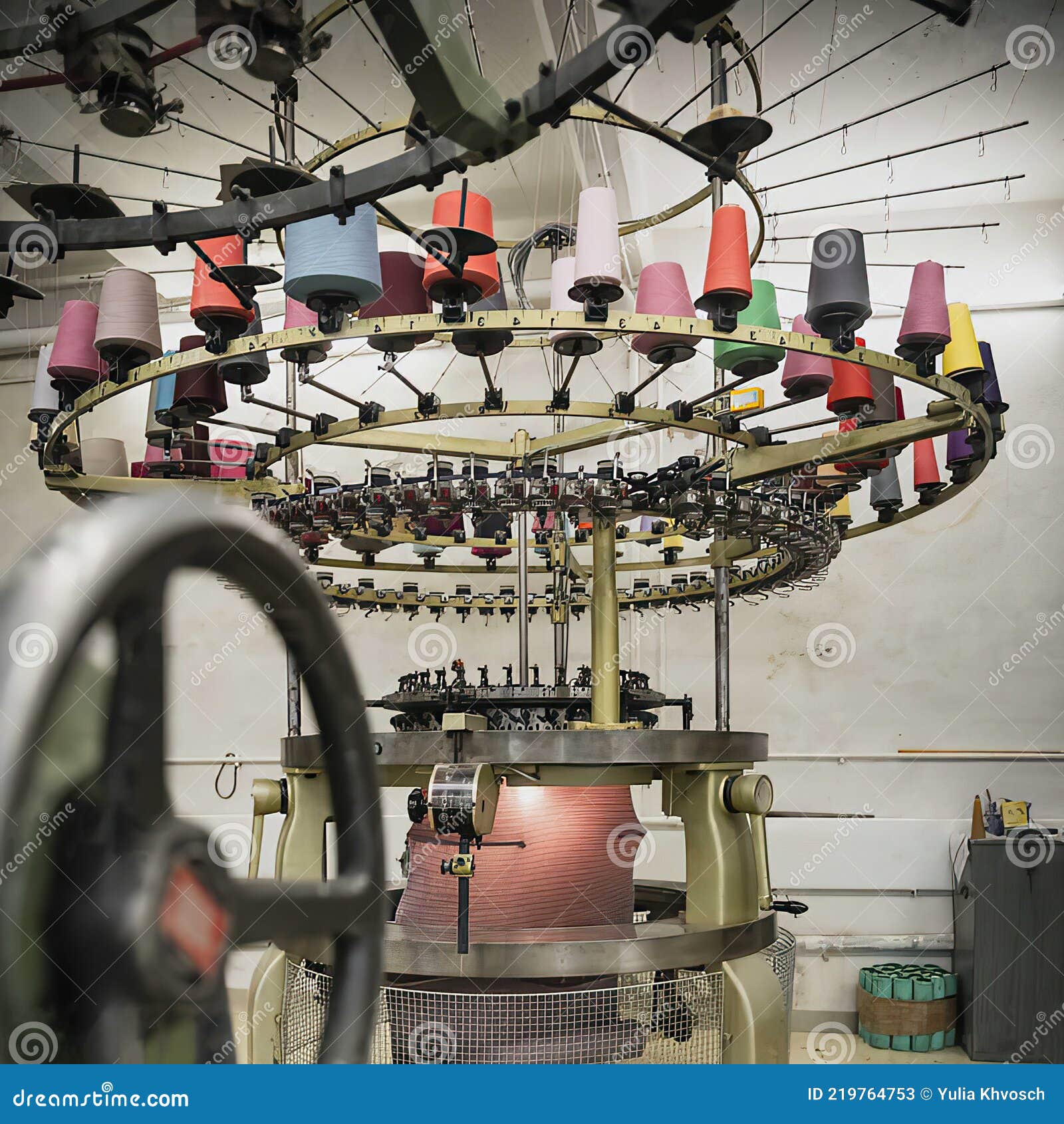 Circular Knitting Machine. Thread Production Plant. Stock Image - Image ...