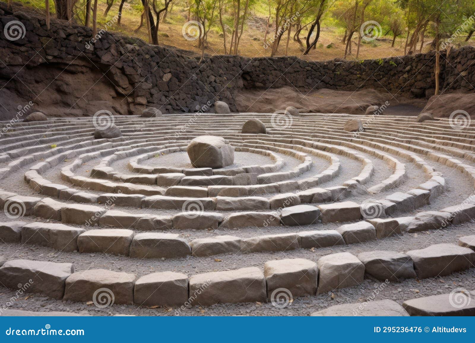 Circular Labyrinth Path Made of Stones Stock Photo - Image of ...