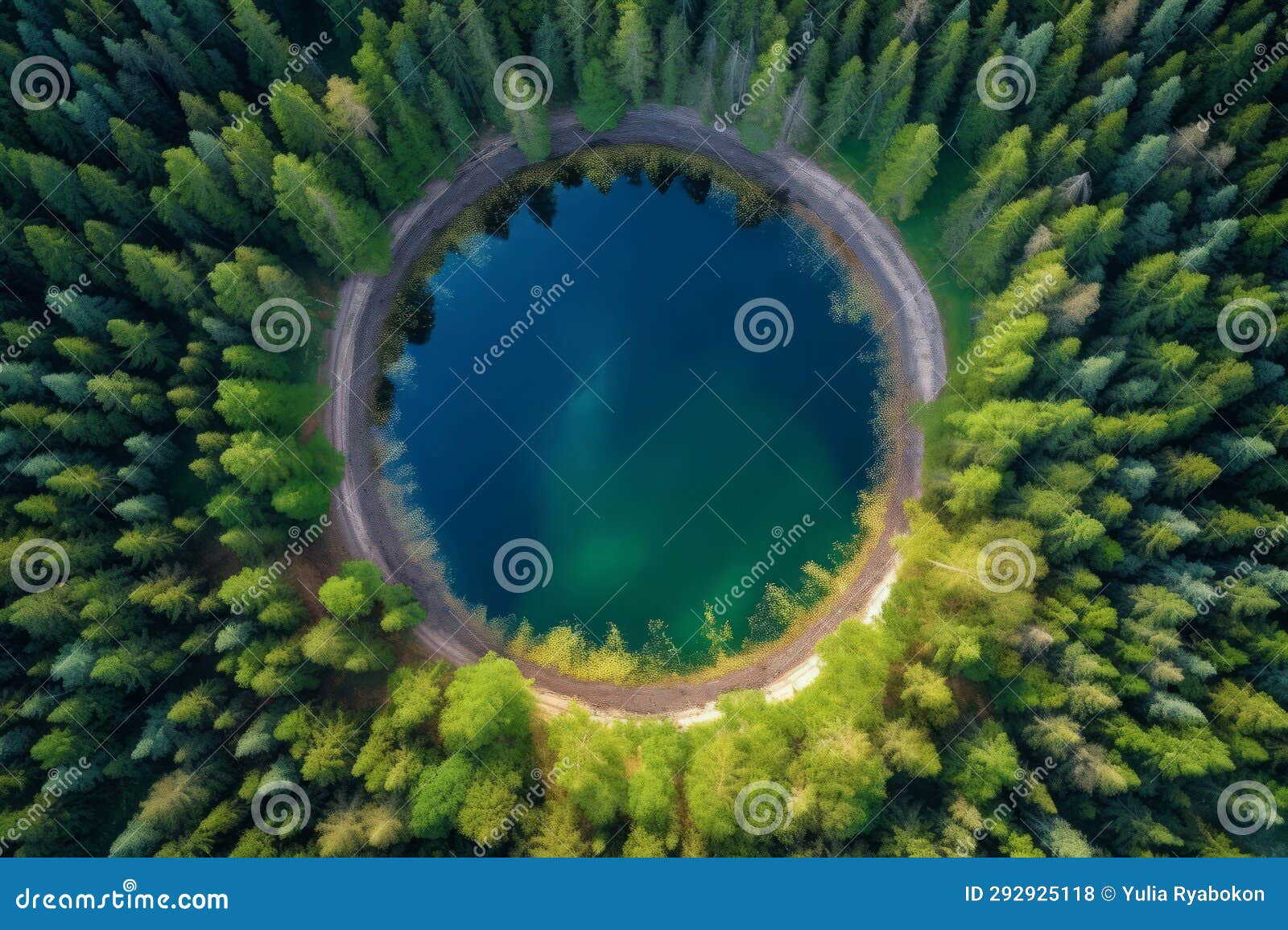 Circular Lake Forest Top View. Generate Ai Stock Photo - Image of shape ...