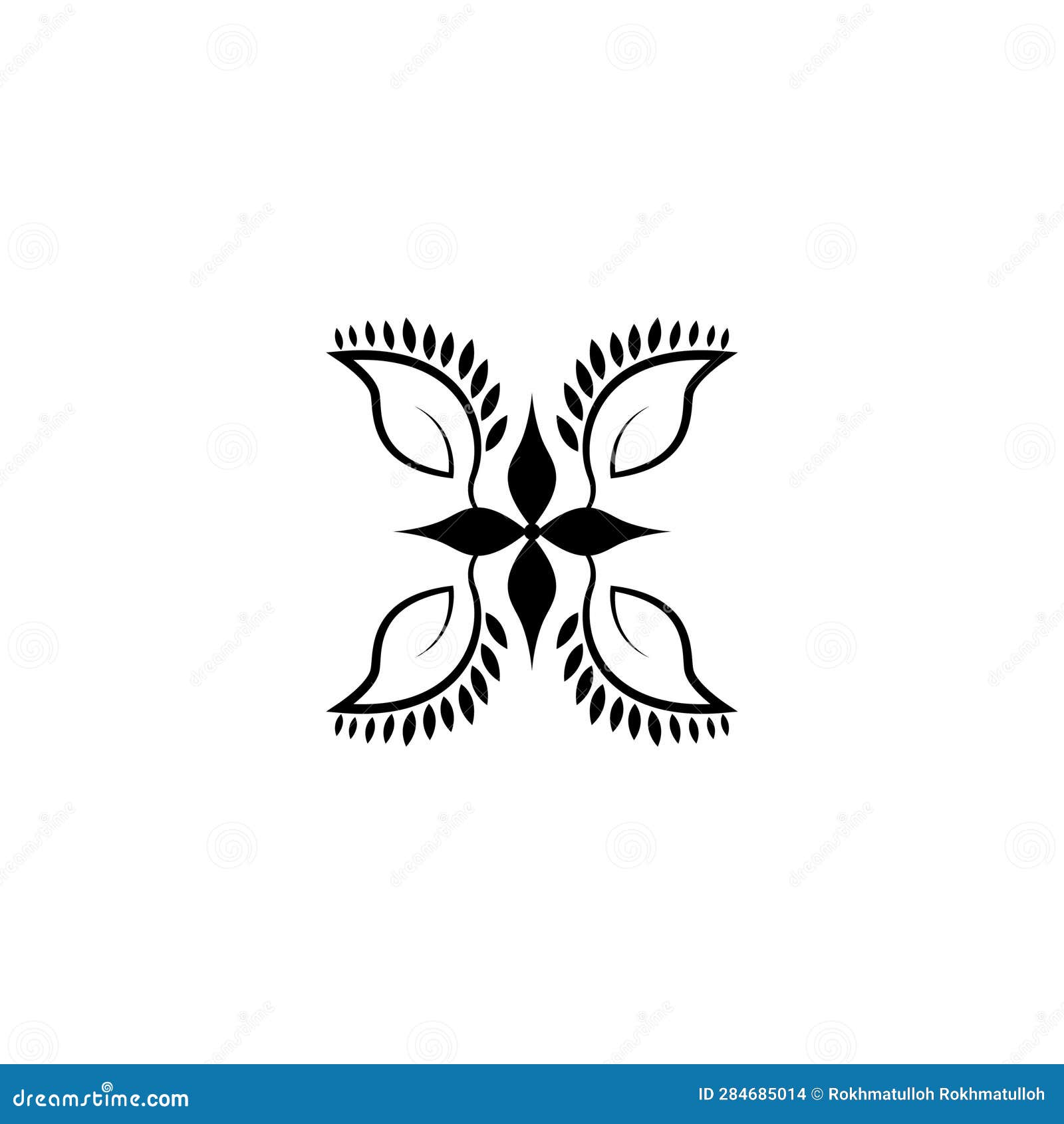 Circular Leaf Pattern Black Mandala Vector Design Stock Vector ...