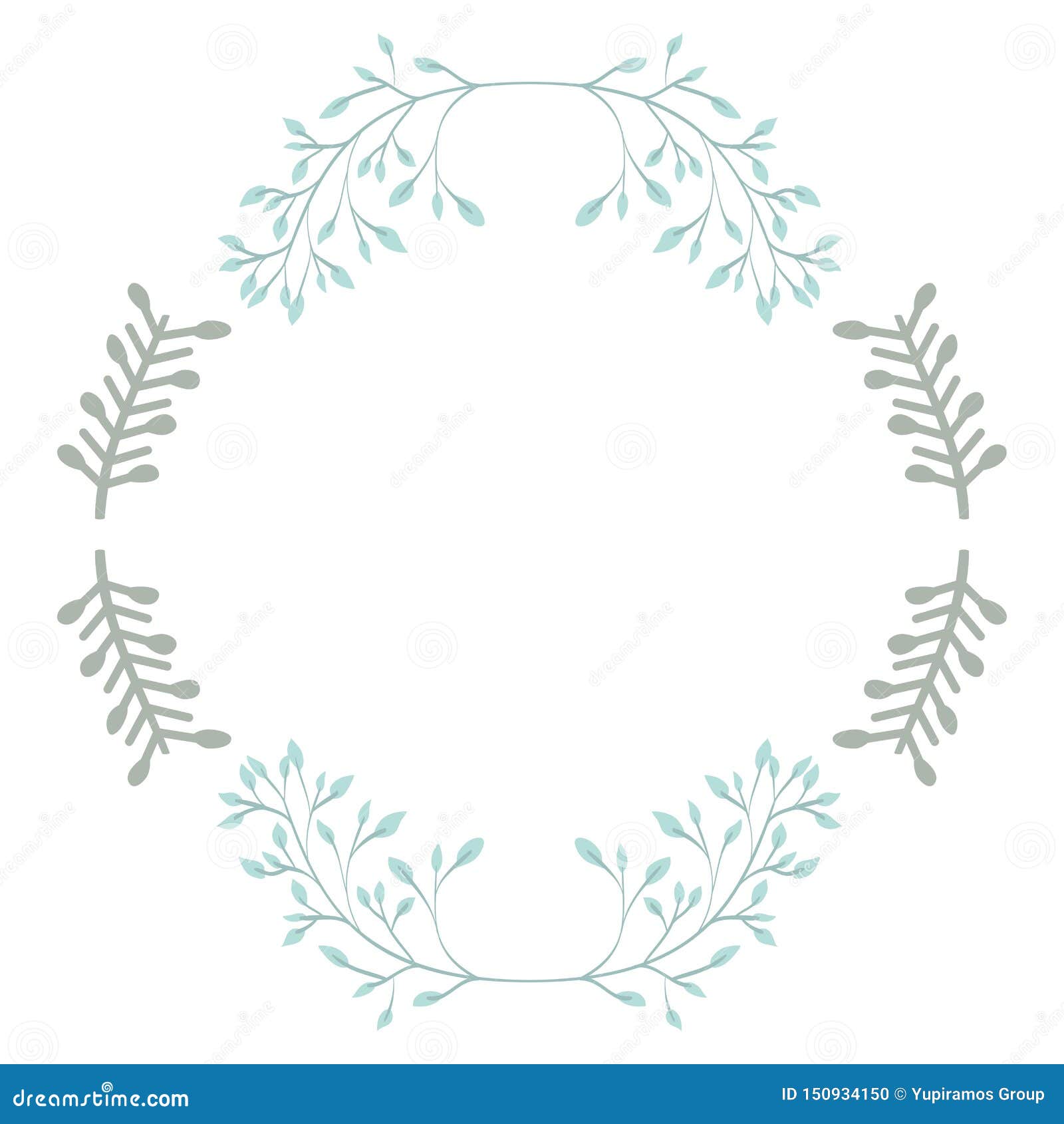 Circular Leafs Crown Frame Boho Style Stock Vector - Illustration of ...