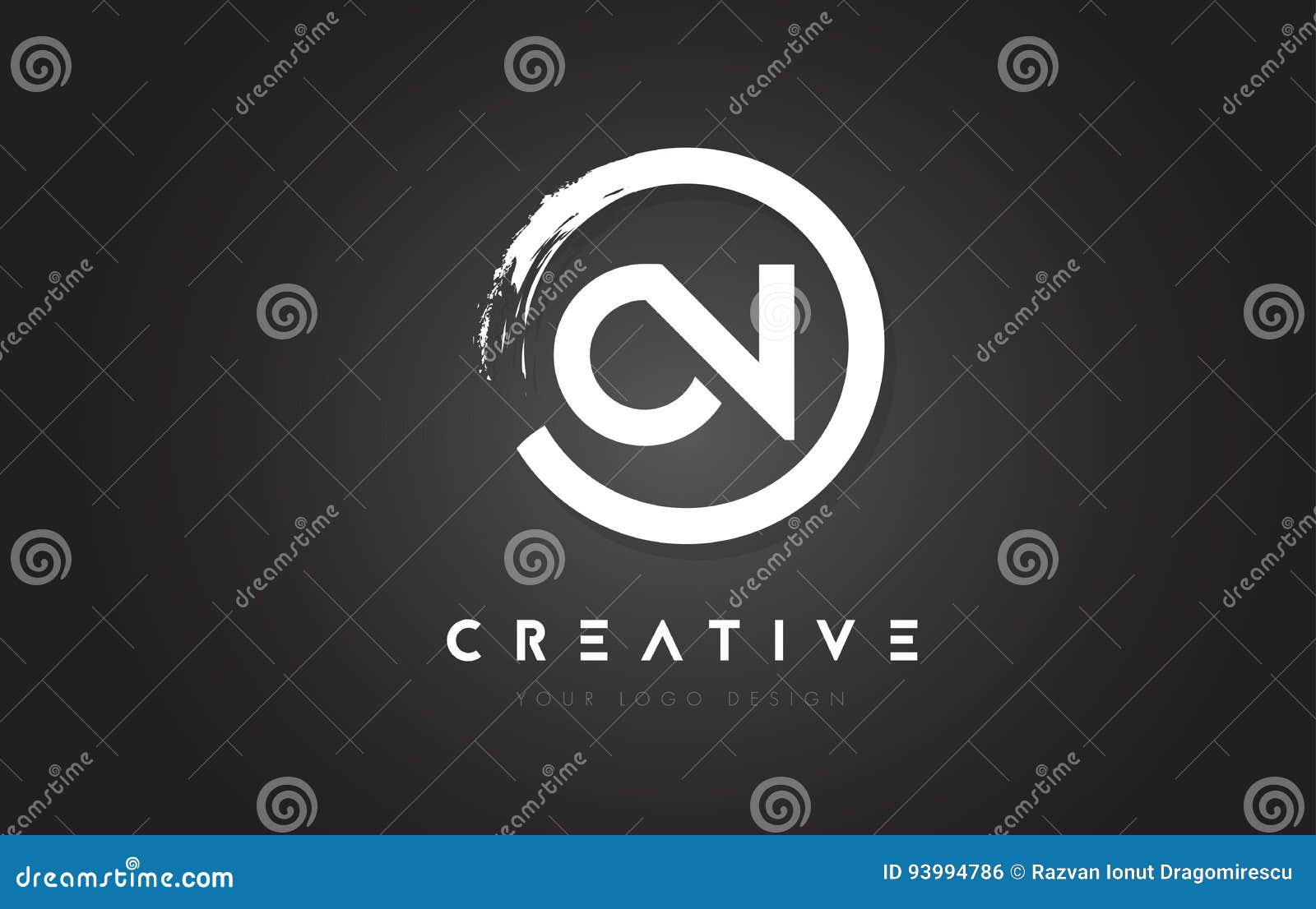 On Circular Letter Logo with Circle Brush Design and Black Background ...