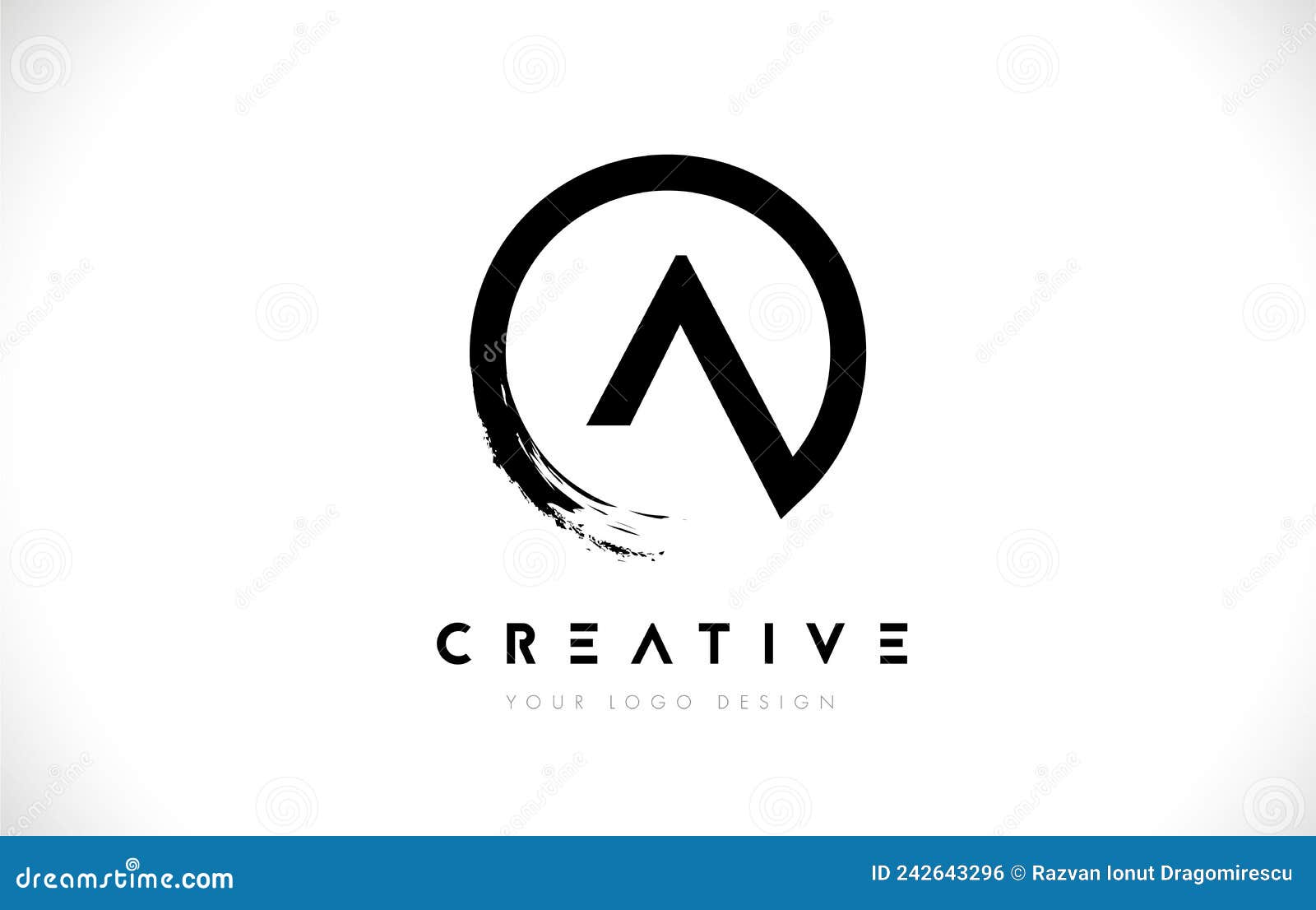 A Letter Logo with Circle Brush Design and White Background Stock ...