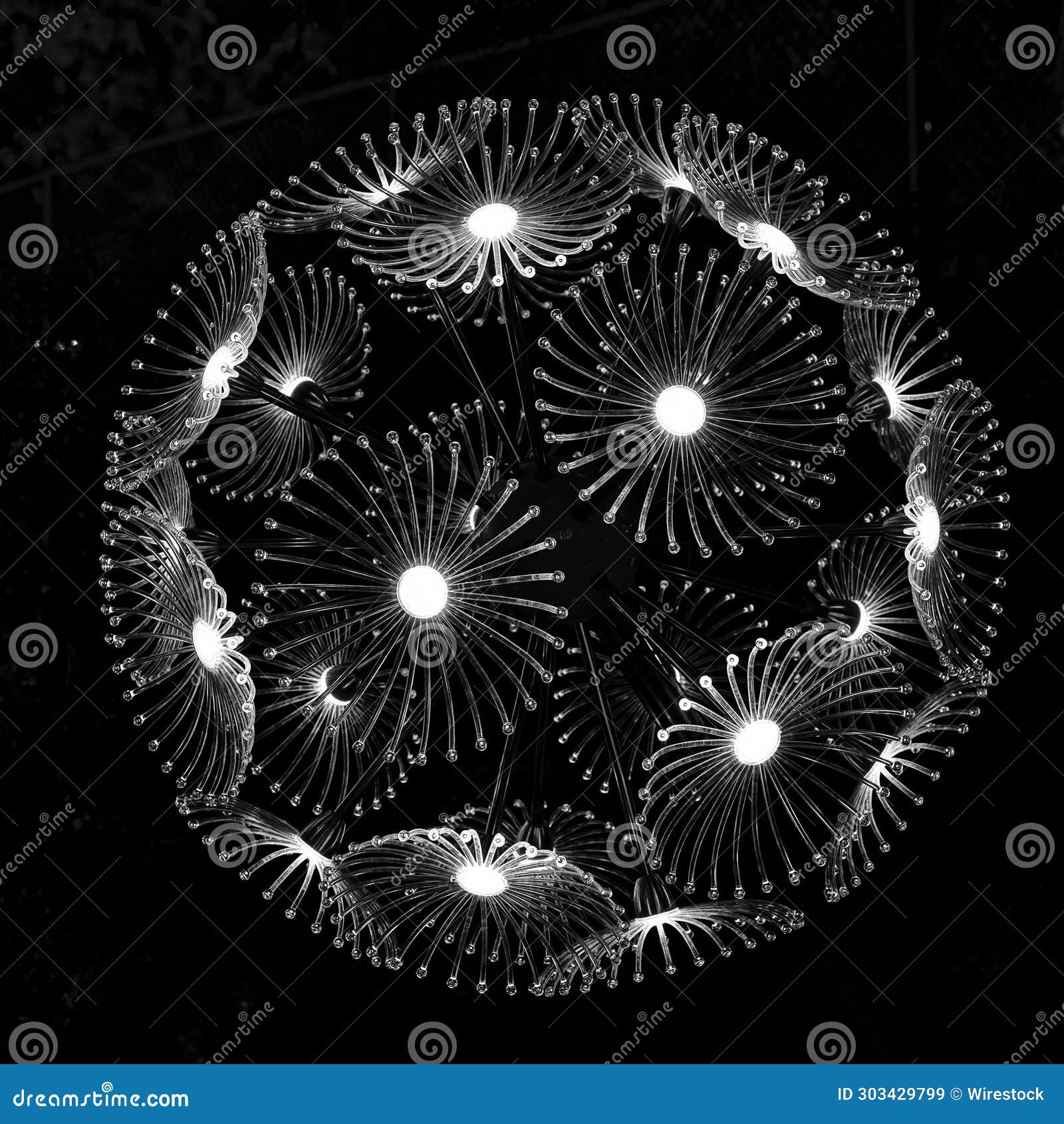 A Circular Light with a Circle of Fireworks on it, on a Black ...