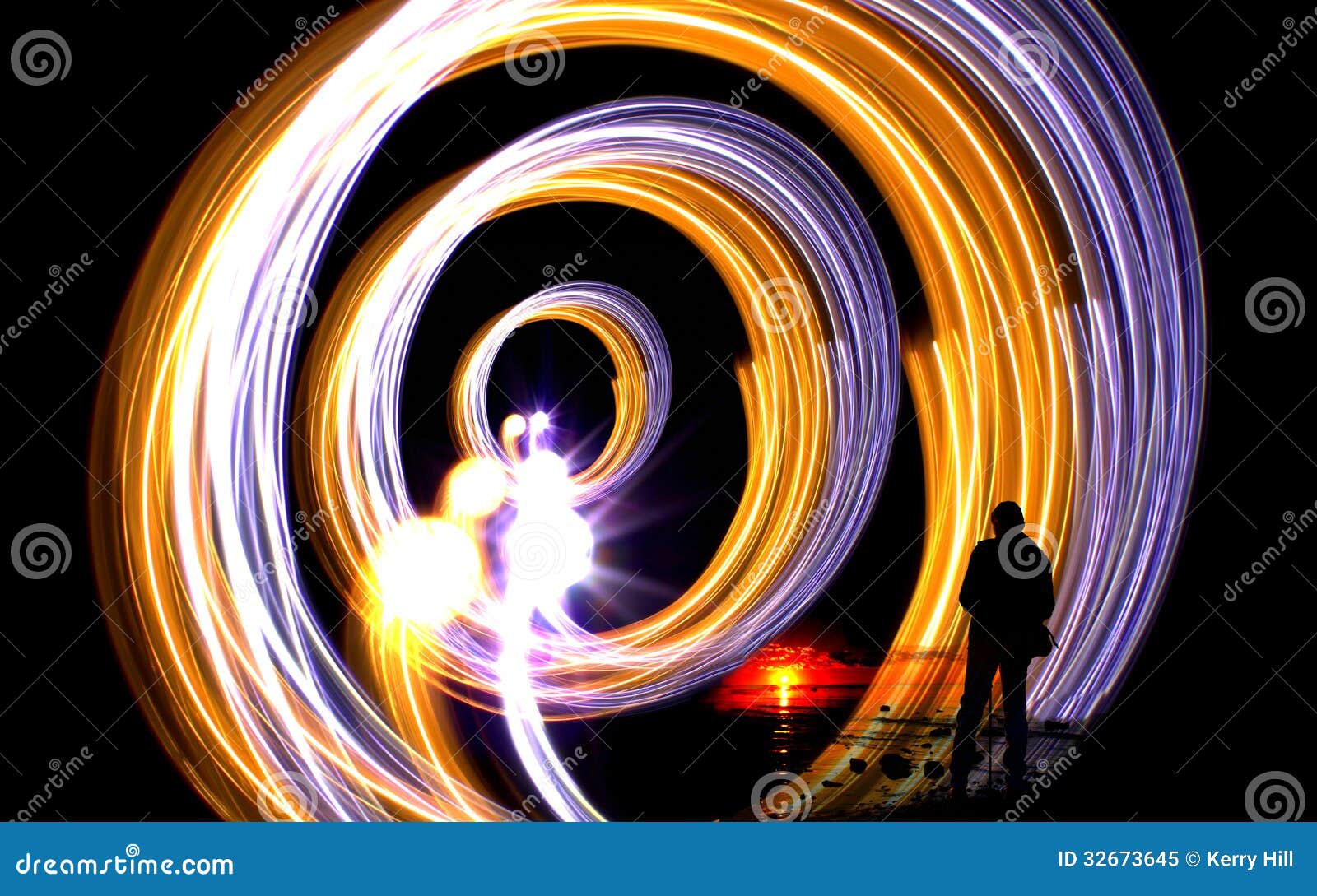 Circular Light Trails Abstract Stock Image - Image of movement, time ...