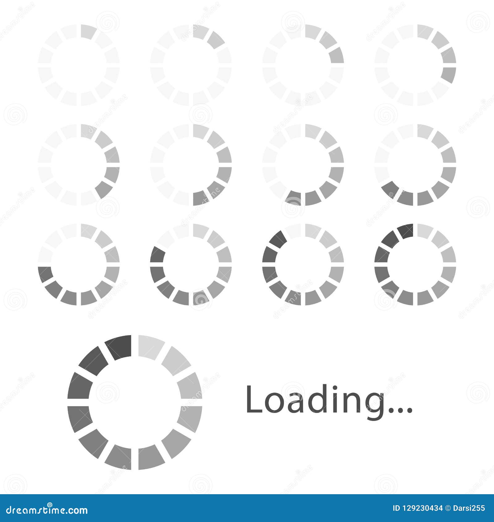 Circular Loading Sign, Gray Isolated on White Background, Illustration ...